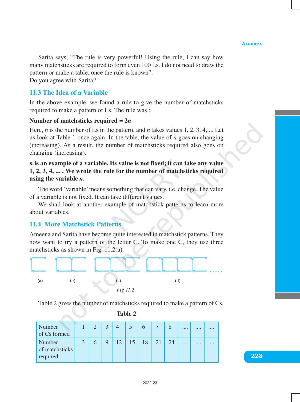 NCERT Book for Class 6 Maths: Chapter 11-Algebra - IndCareer Schools