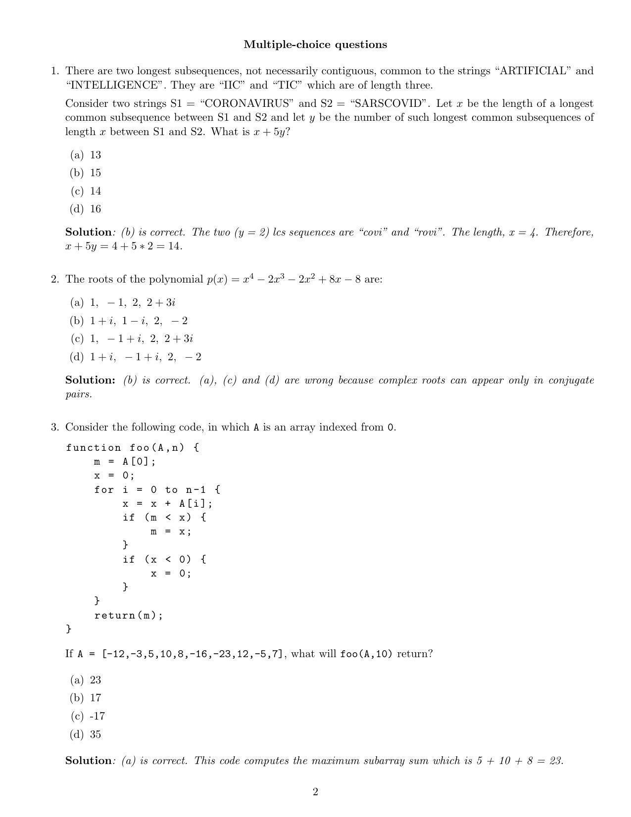 CMI Entrance Exam 2021 Solutions MSc Data Science - IndCareer Docs