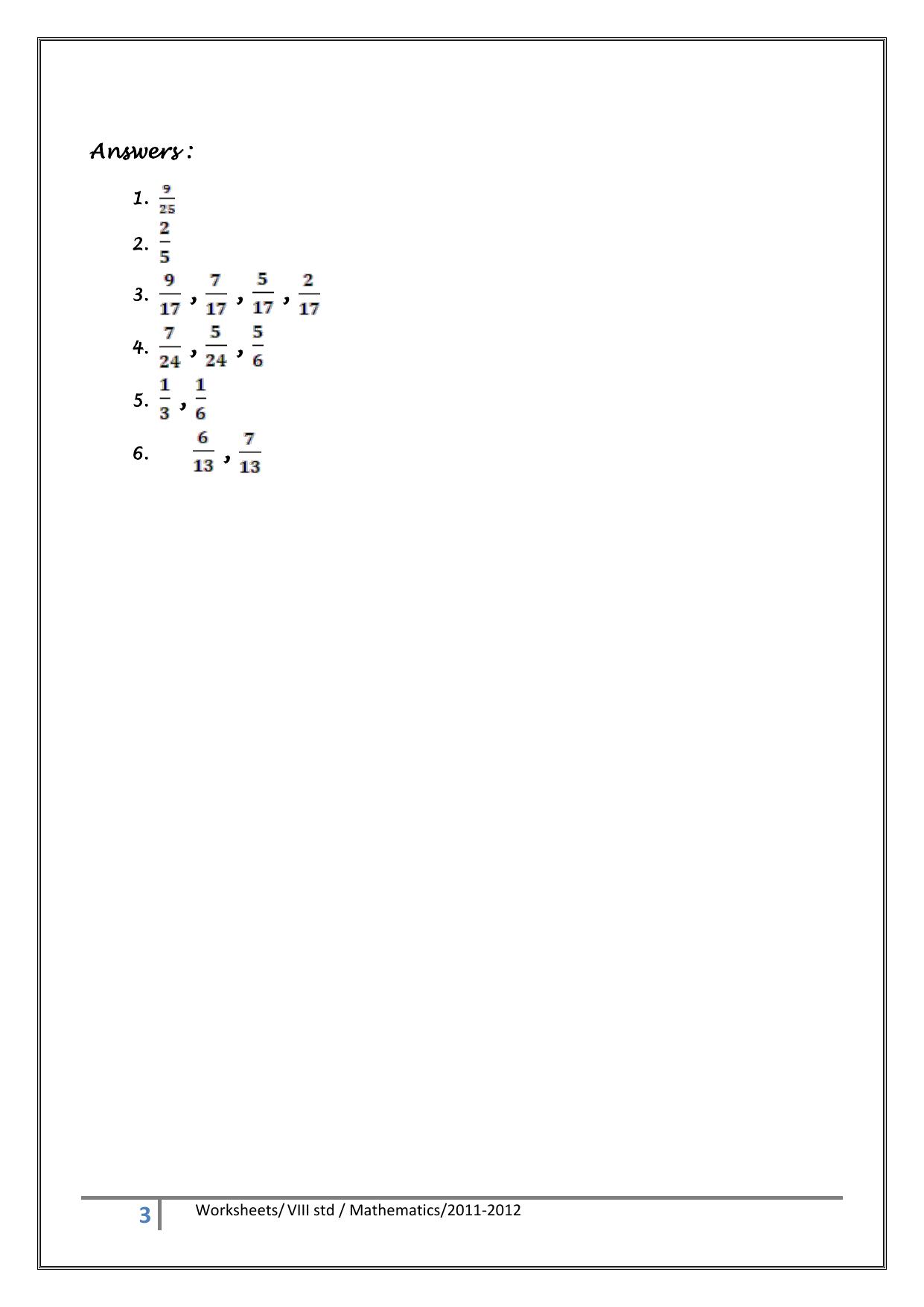 CBSE Worksheets for Class 8 Mathematics Data Handling Assignment 1 ...