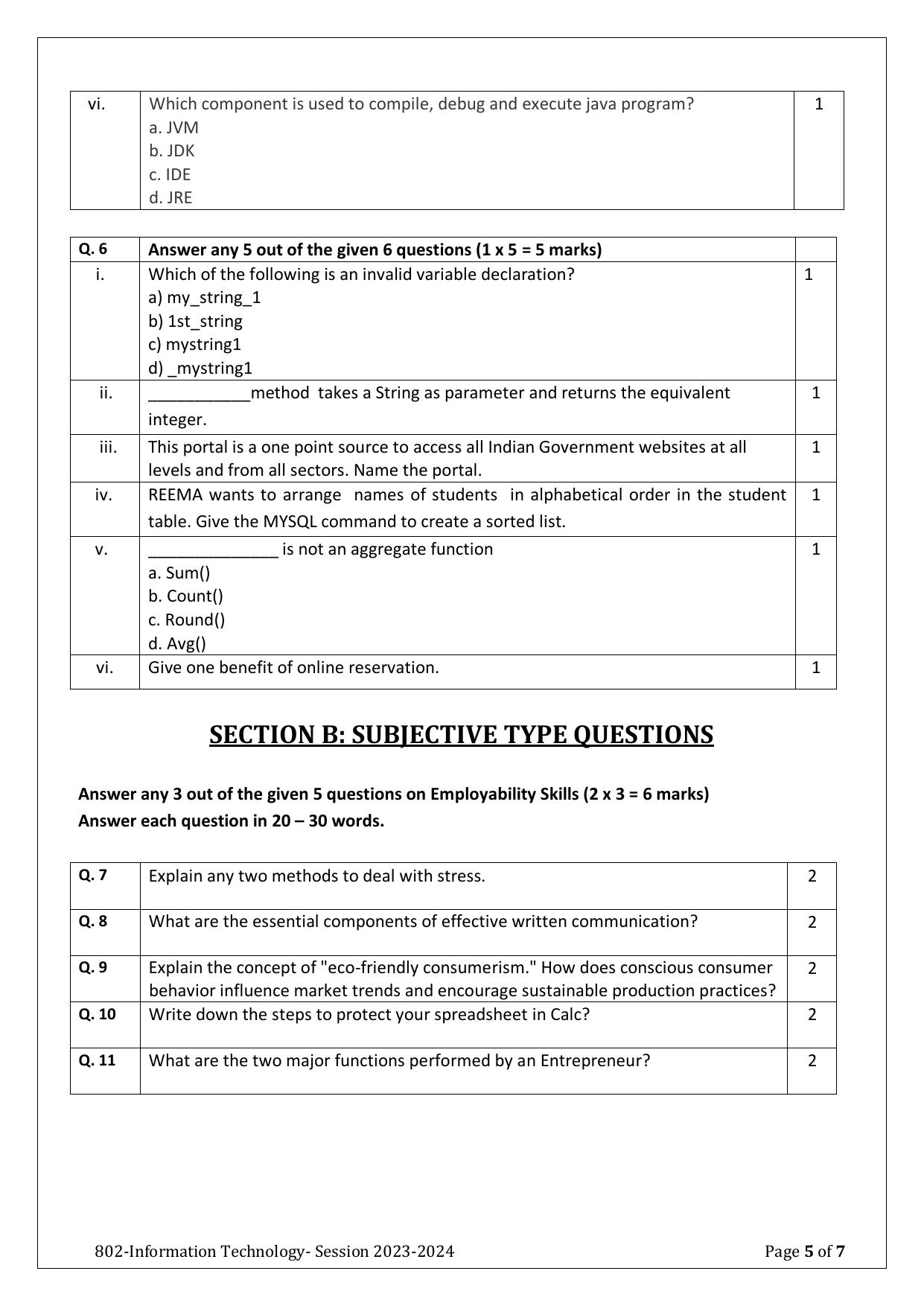 CBSE Class 12 Information Technology Sample Papers: 2023, 2024 ...