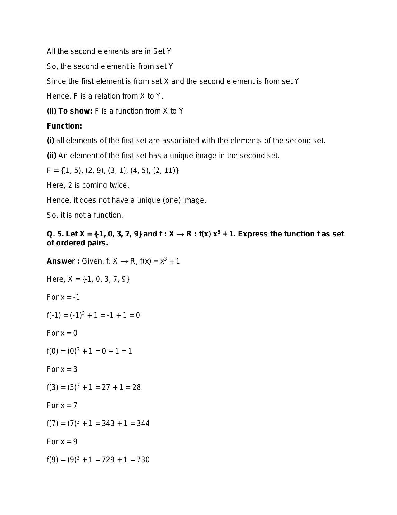 RS Aggarwal Solutions for 11th Class Maths Chapter 3-Functions - IndCareer Schools