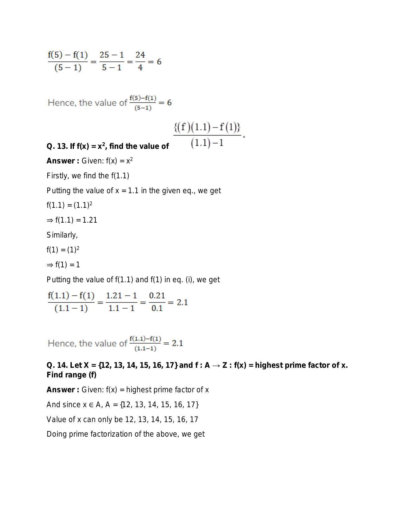 RS Aggarwal Solutions for 11th Class Maths Chapter 3-Functions ...