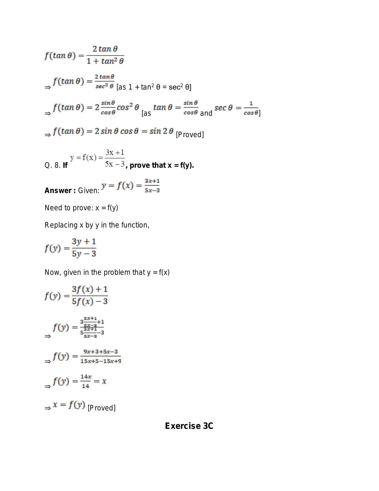RS Aggarwal Solutions for 11th Class Maths Chapter 3-Functions ...
