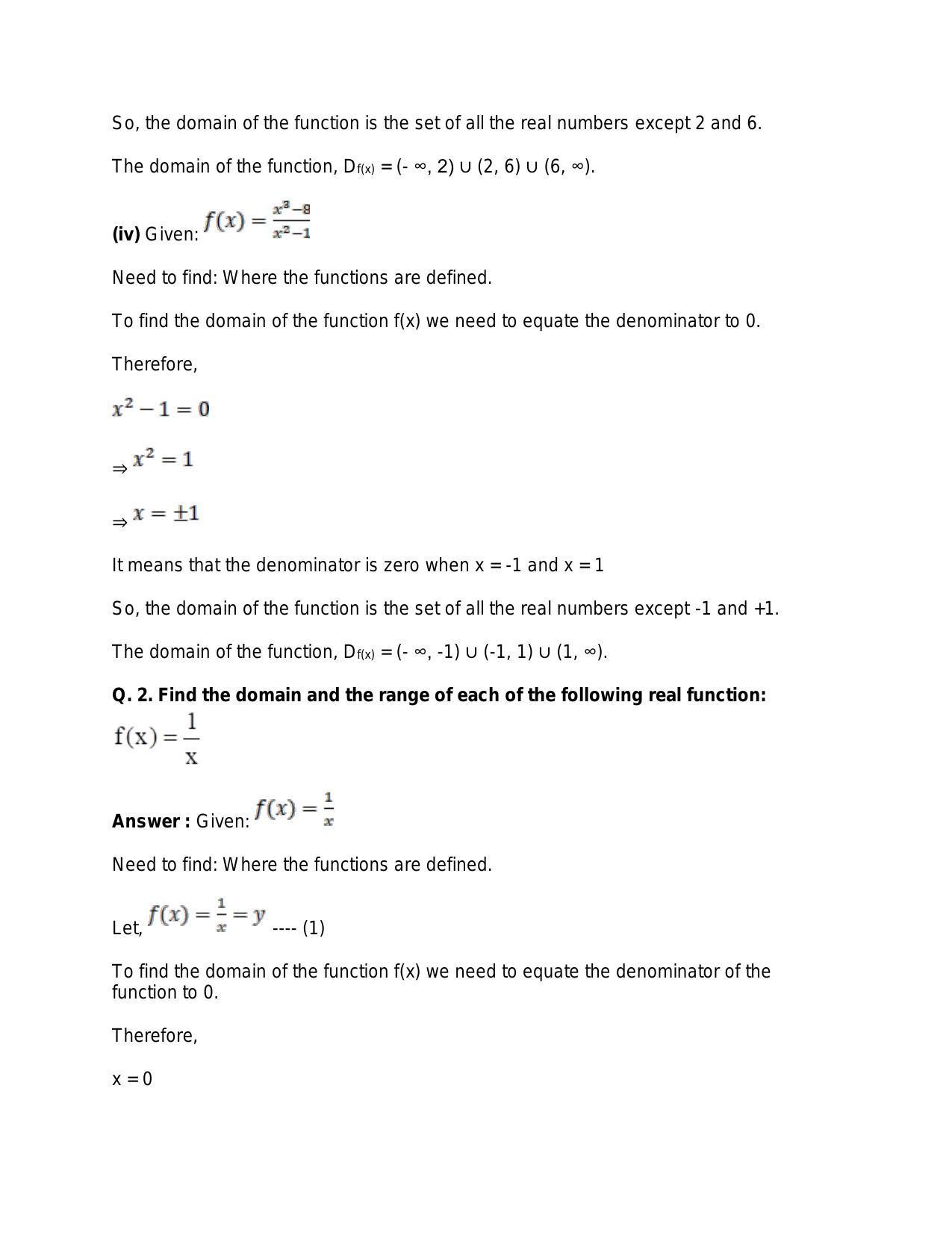 RS Aggarwal Solutions for 11th Class Maths Chapter 3-Functions ...