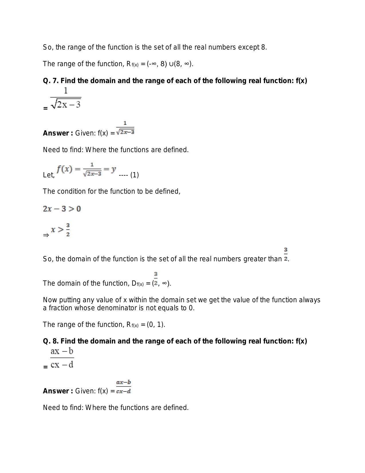 RS Aggarwal Solutions for 11th Class Maths Chapter 3-Functions ...