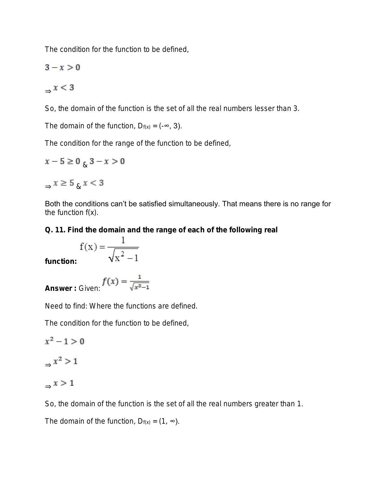 RS Aggarwal Solutions for 11th Class Maths Chapter 3-Functions - IndCareer Schools