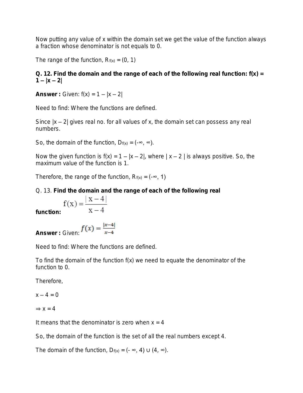 RS Aggarwal Solutions for 11th Class Maths Chapter 3-Functions ...