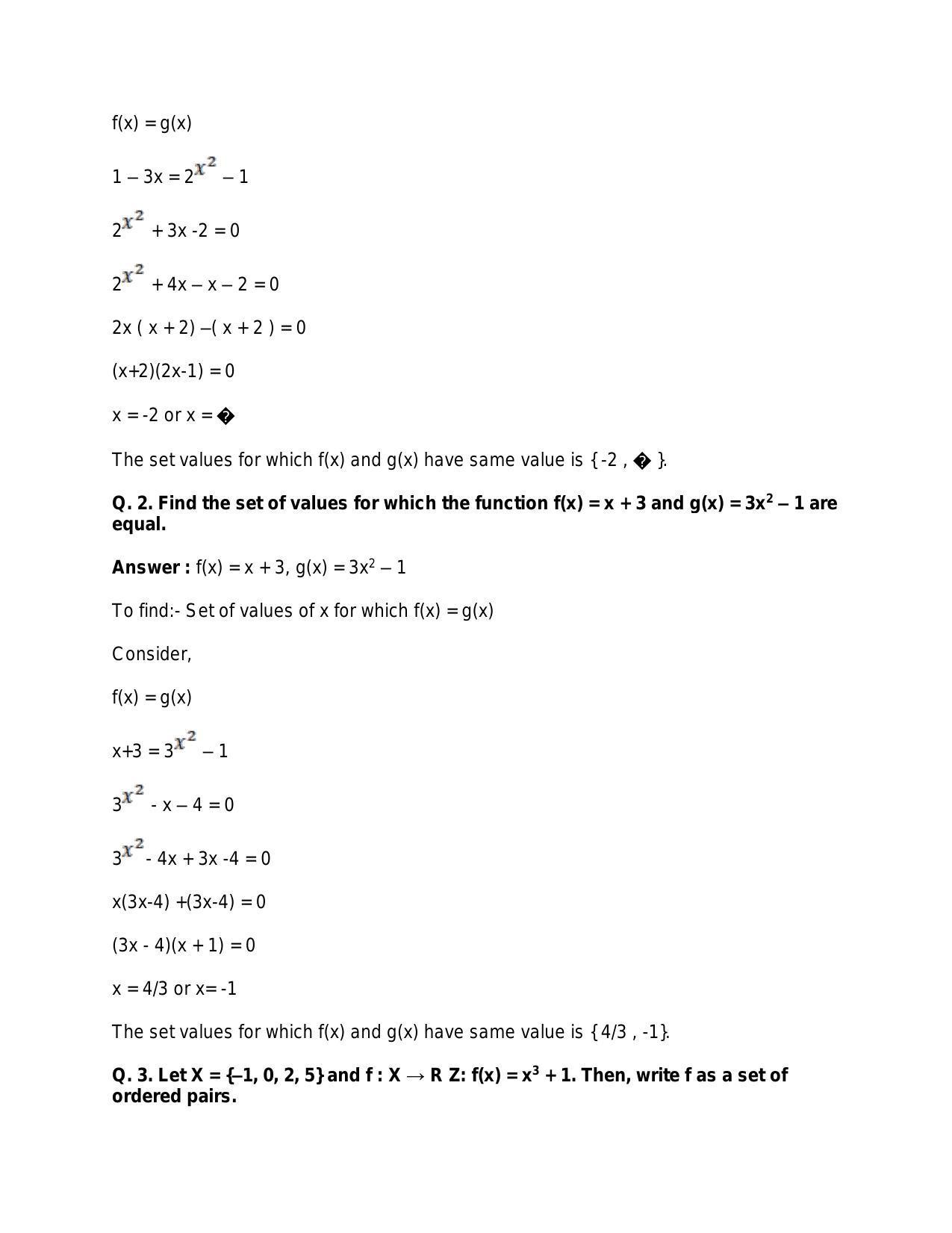 RS Aggarwal Solutions for 11th Class Maths Chapter 3-Functions - IndCareer Schools