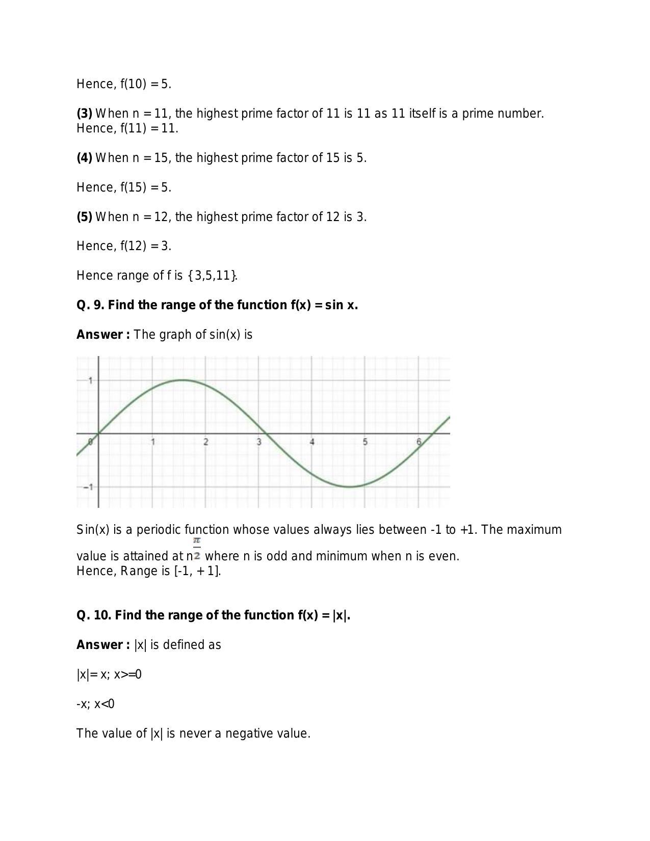 RS Aggarwal Solutions for 11th Class Maths Chapter 3-Functions ...