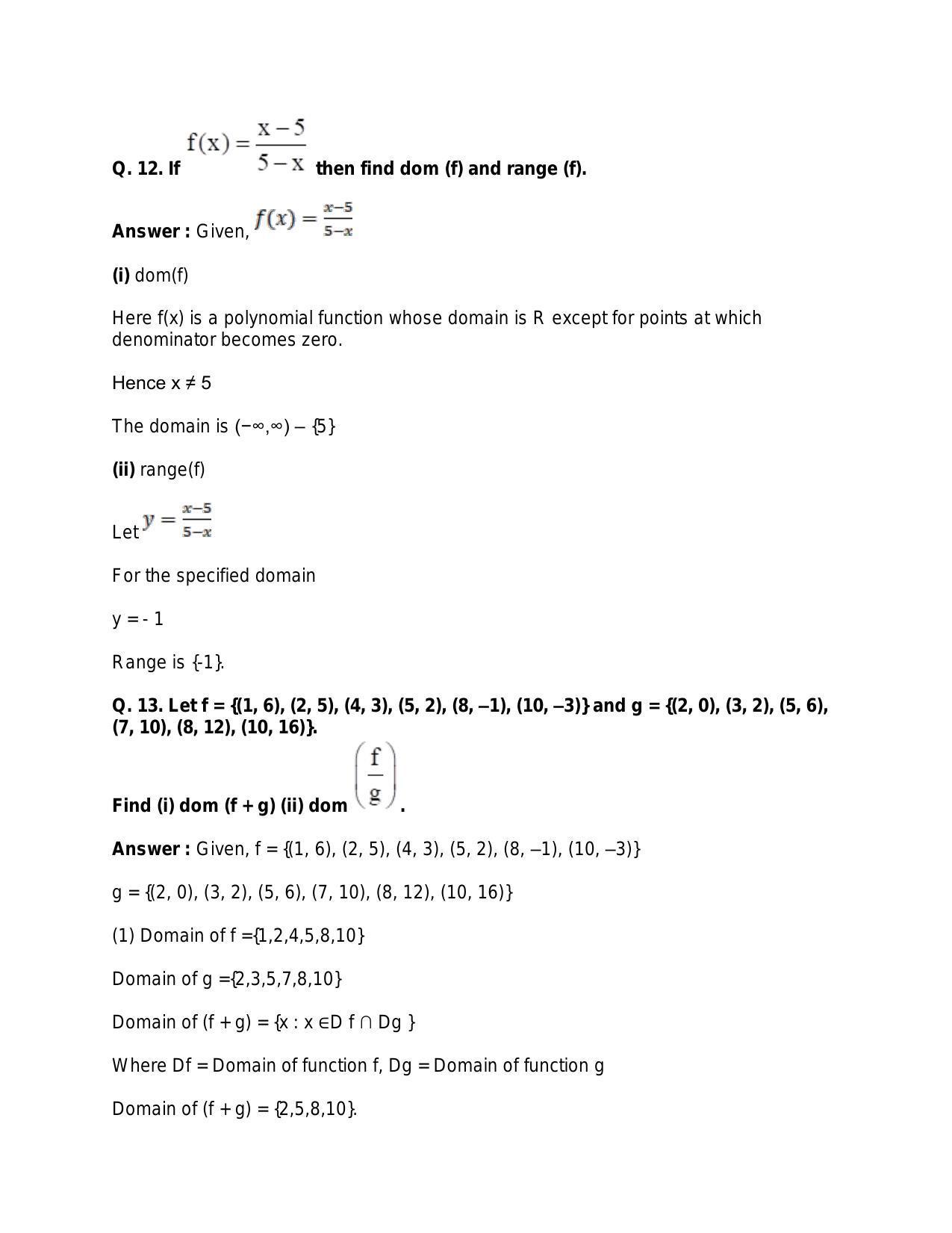 RS Aggarwal Solutions for 11th Class Maths Chapter 3-Functions - IndCareer Schools