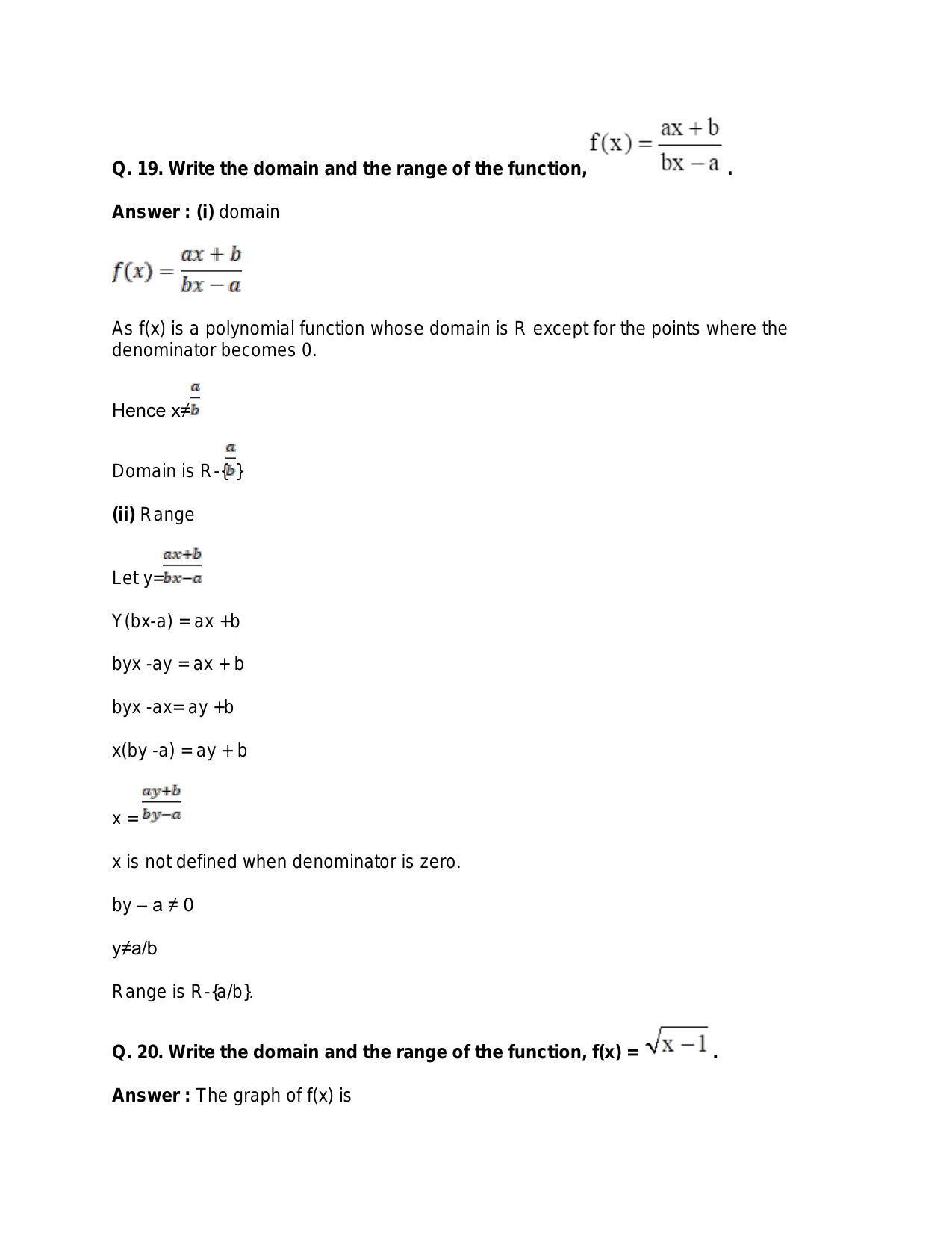 RS Aggarwal Solutions for 11th Class Maths Chapter 3-Functions ...