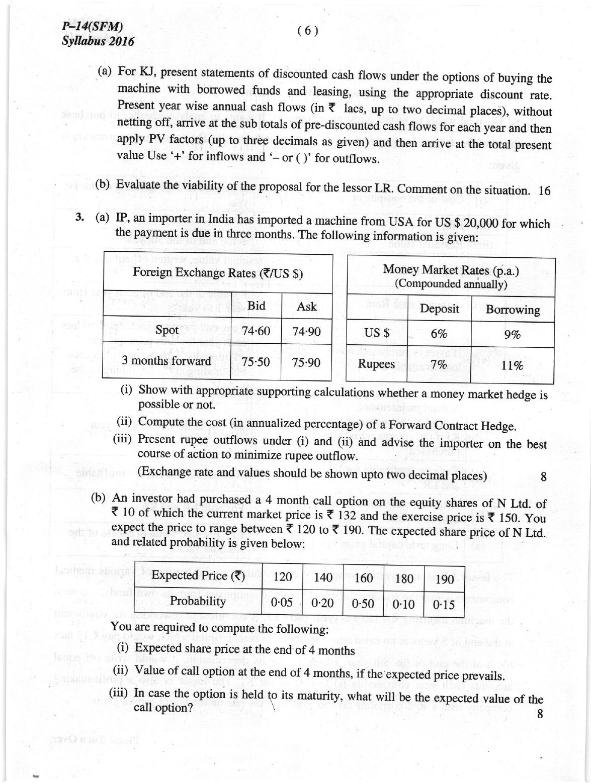 ICMAI June 2019 Strategic Financial Management Question Paper (Final ...