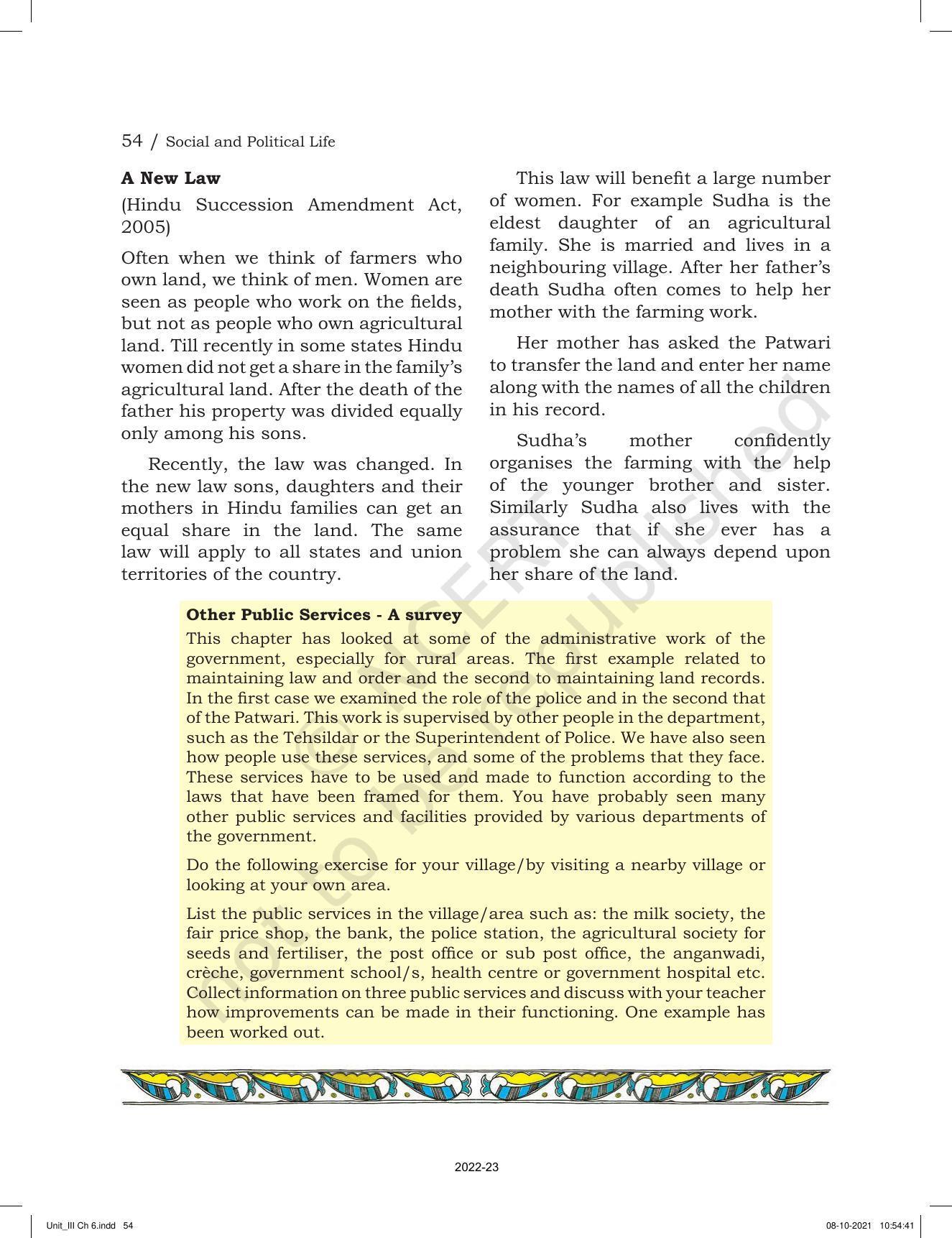 NCERT Book for Class 6 Social Science(Political Science) : Chapter 6-Rural Administration ...