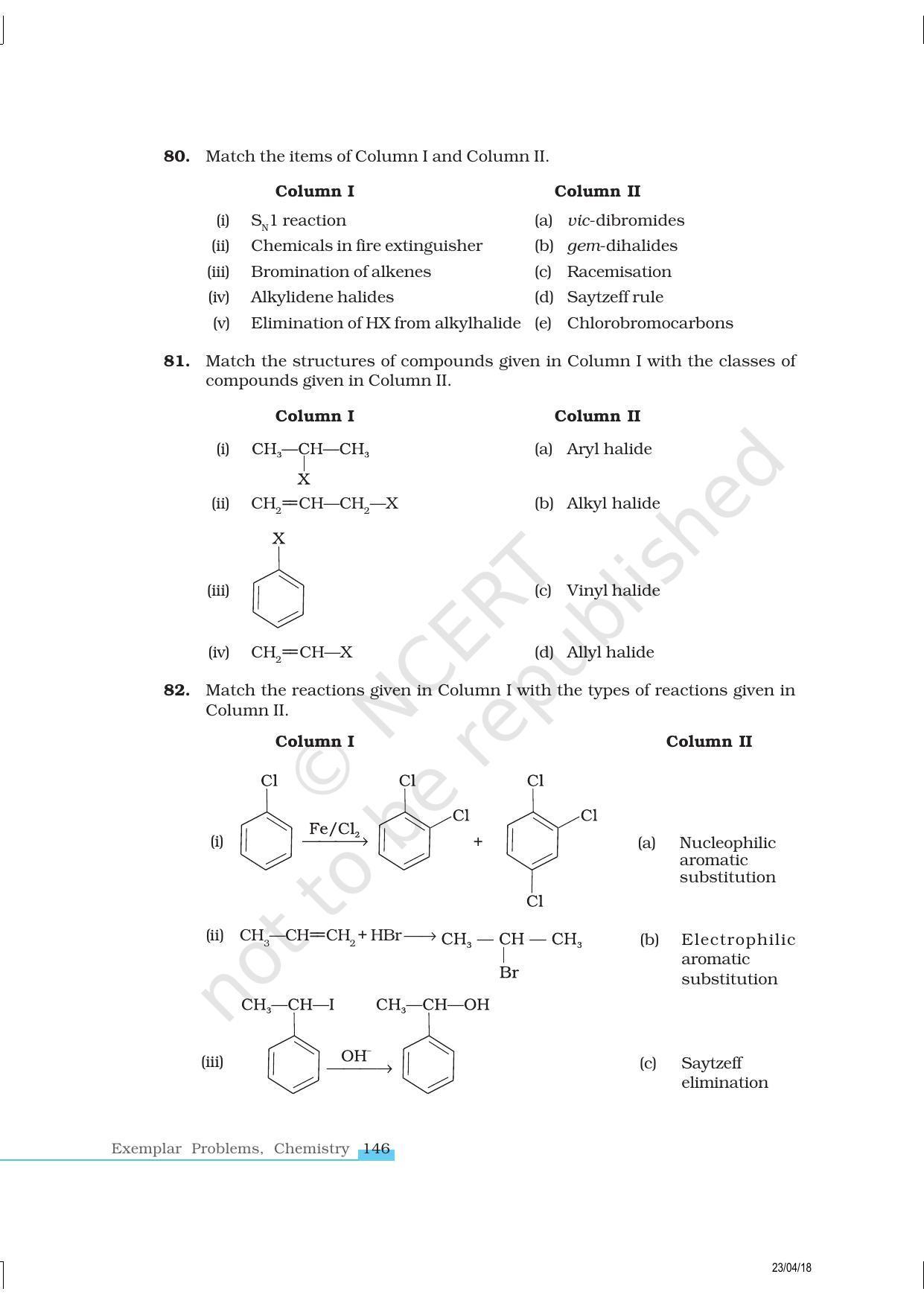 NCERT Exemplar Book for Class 12 Chemistry Chapter 10 Haloalkanes and Haloarenes