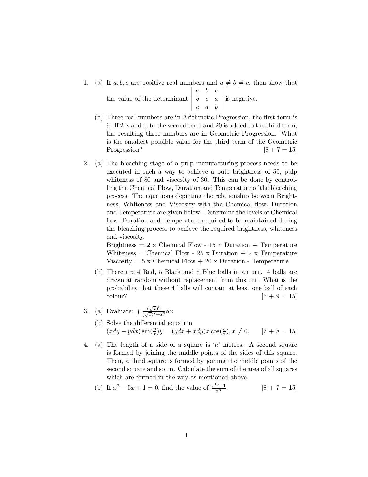 ISI Admission Test M.S.(QMS) QMB 2020 Sample Paper - IndCareer Docs