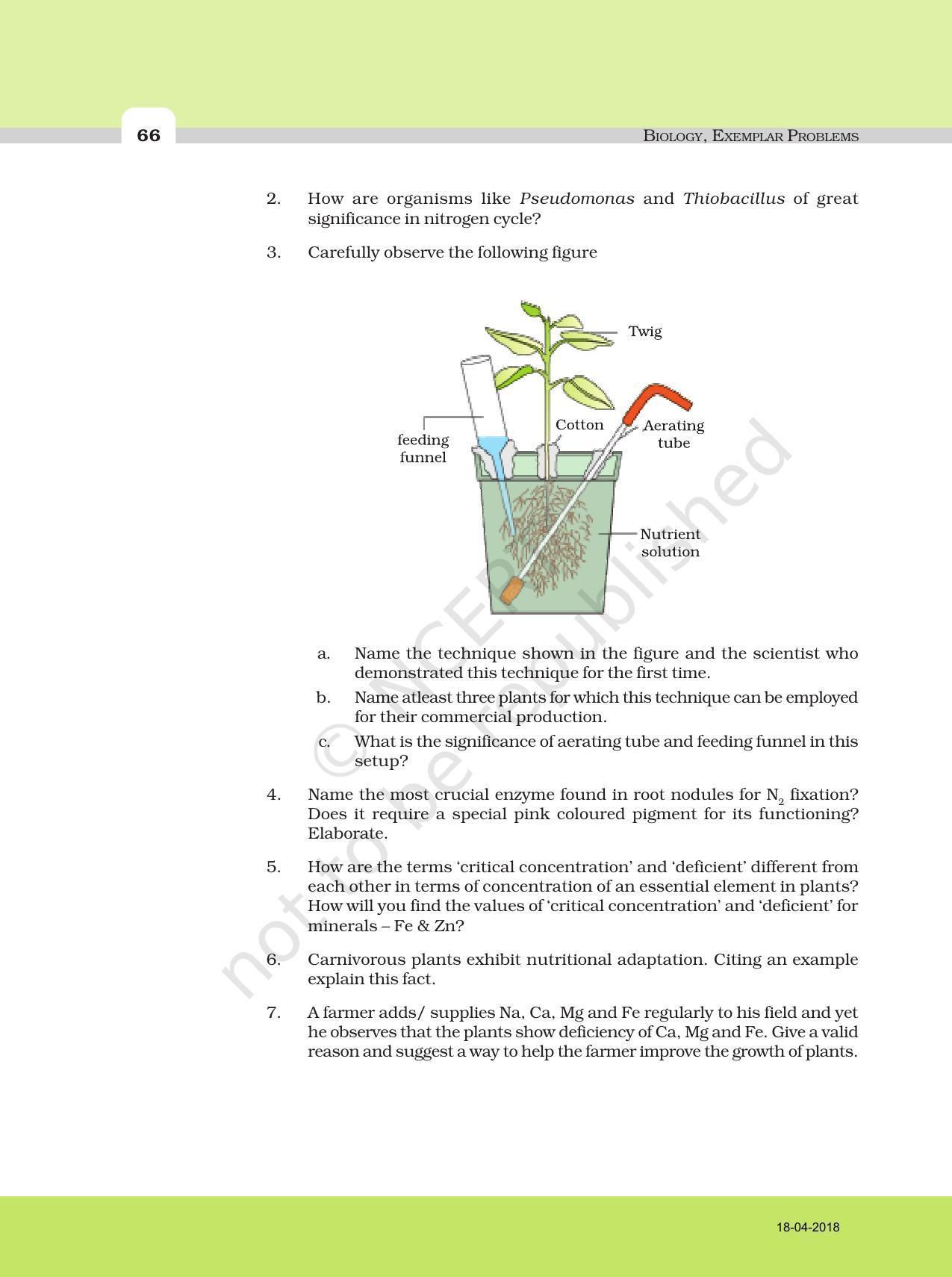 NCERT Exemplar Book for Class 11 Biology Chapter 12 Mineral Nutrition