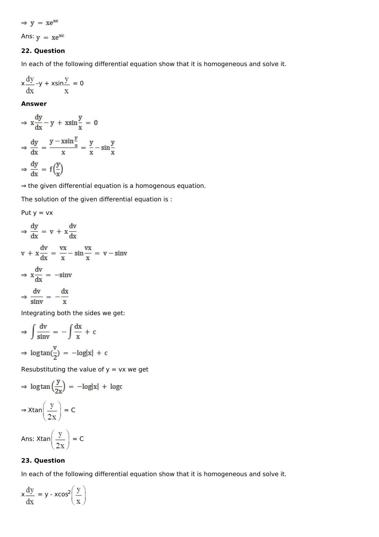 RS Aggarwal Solutions for 12th Class Maths Chapter 20-Homogeneous ...