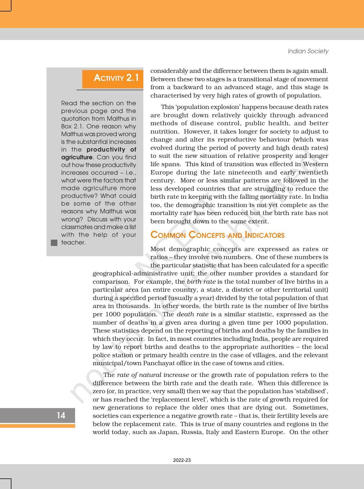 NCERT Book for Class 12 Sociology Chapter 2 The Demographic
