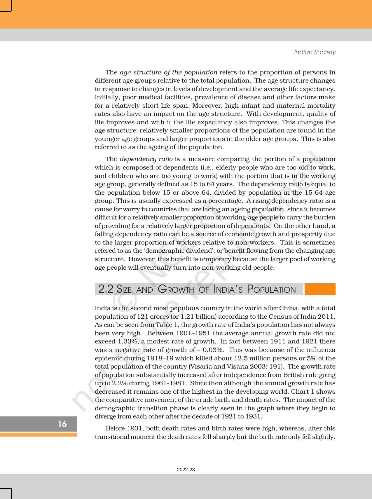 NCERT Book for Class 12 Sociology Chapter 2 The Demographic