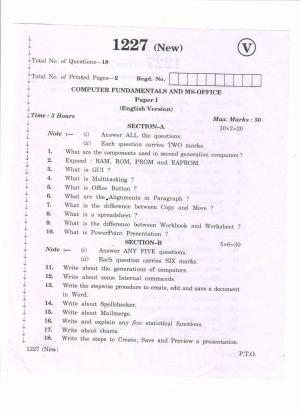 AP Inter 1st Year Computer Fundamentals & MS Office-I March-2020 ...