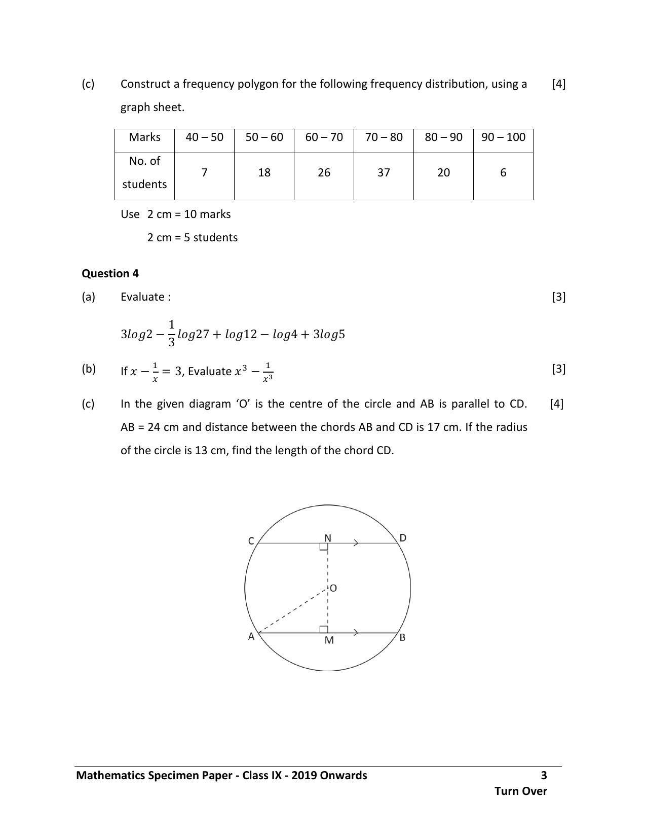 ICSE Class 9 Maths Sample Paper - IndCareer Schools