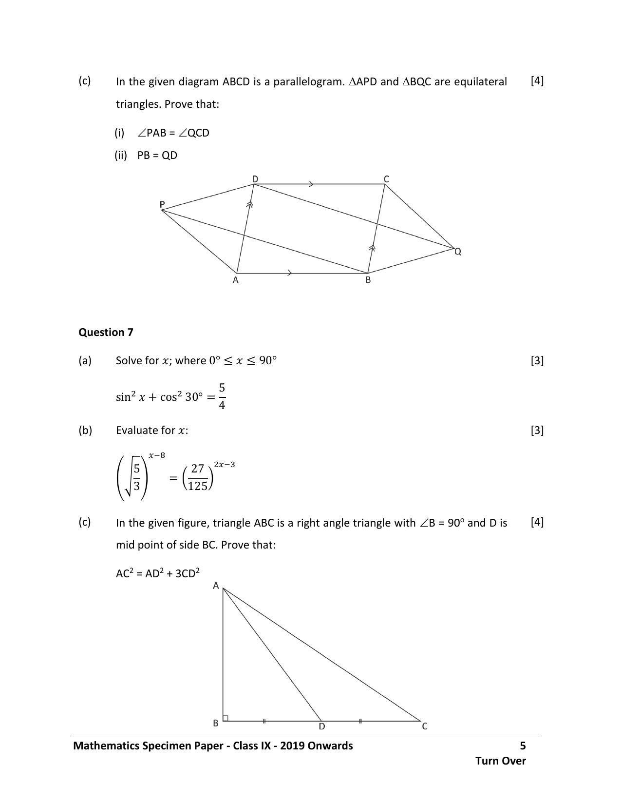 ICSE Class 9 Maths Sample Paper - IndCareer Schools