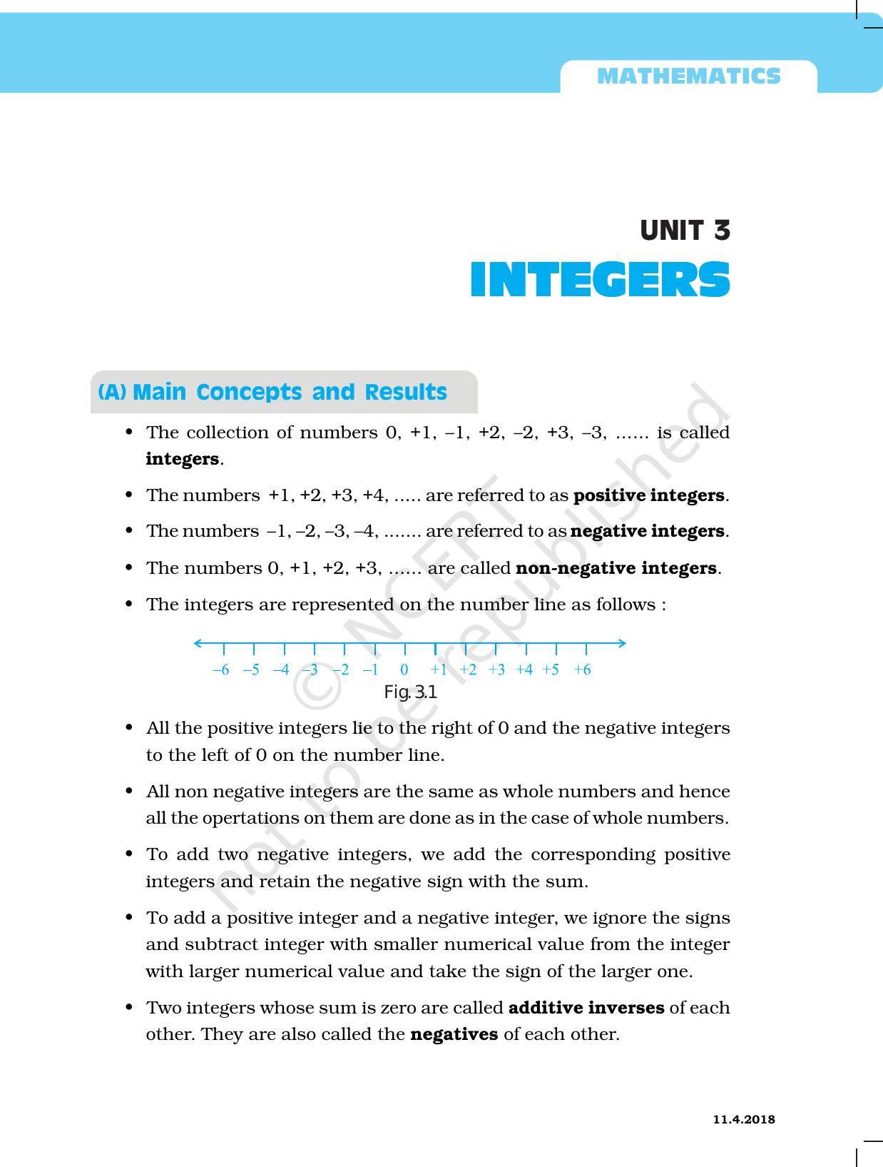 Ncert Exemplar Book For Class 6 Maths Chapter 3 Integers Indcareer Docs