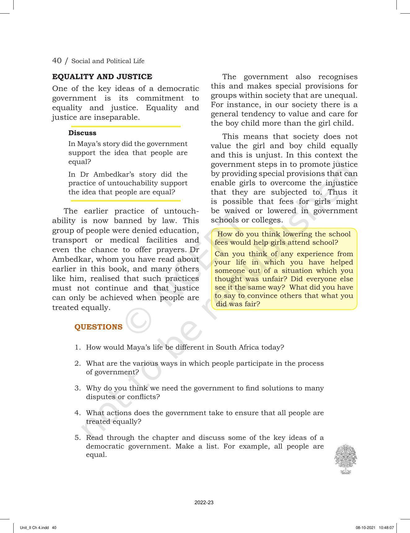 NCERT Book for Class 6 Social Science(Political Science) : Chapter 4-Key Elements of a ...