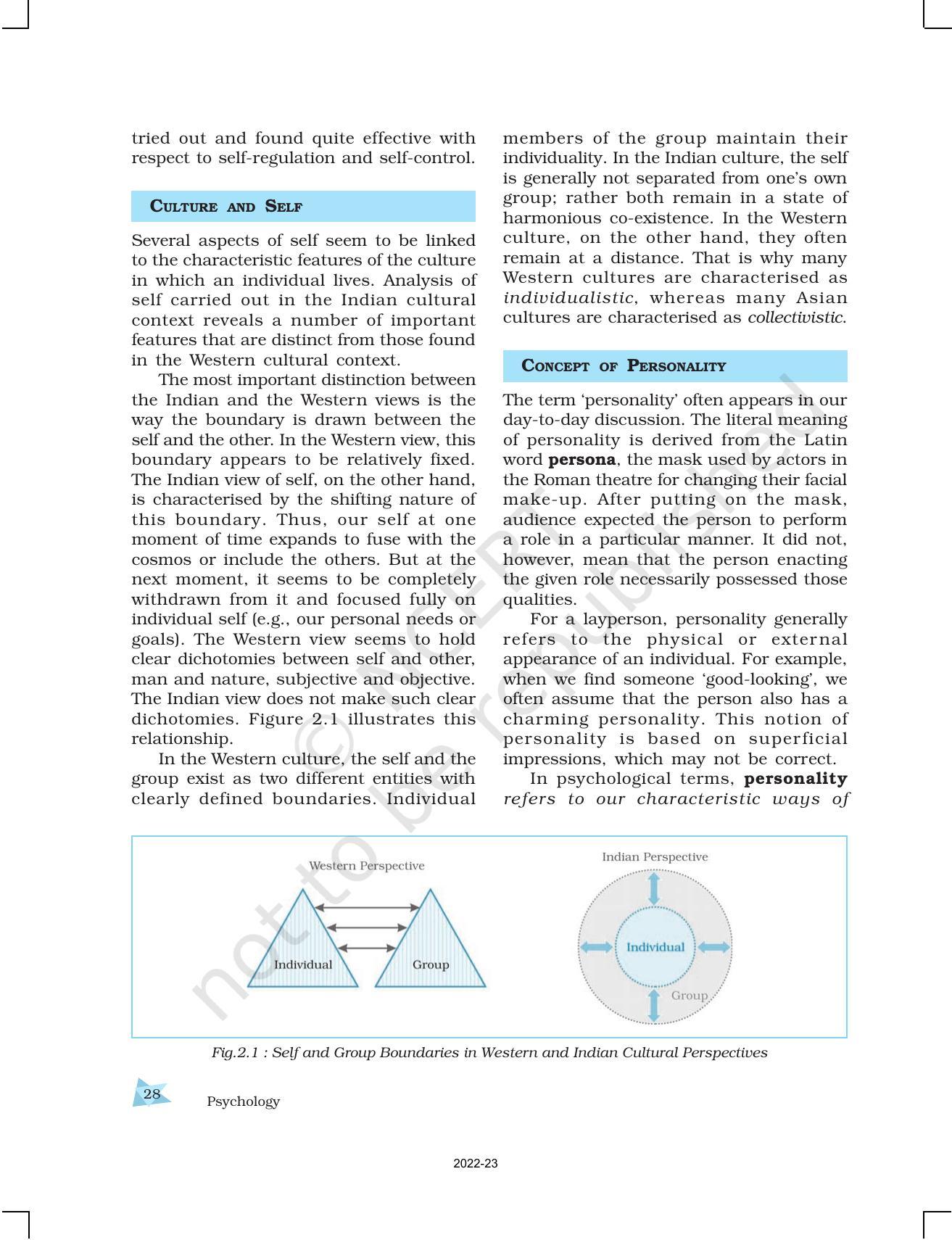 NCERT Book for Class 12 Psychology Chapter 2 Self