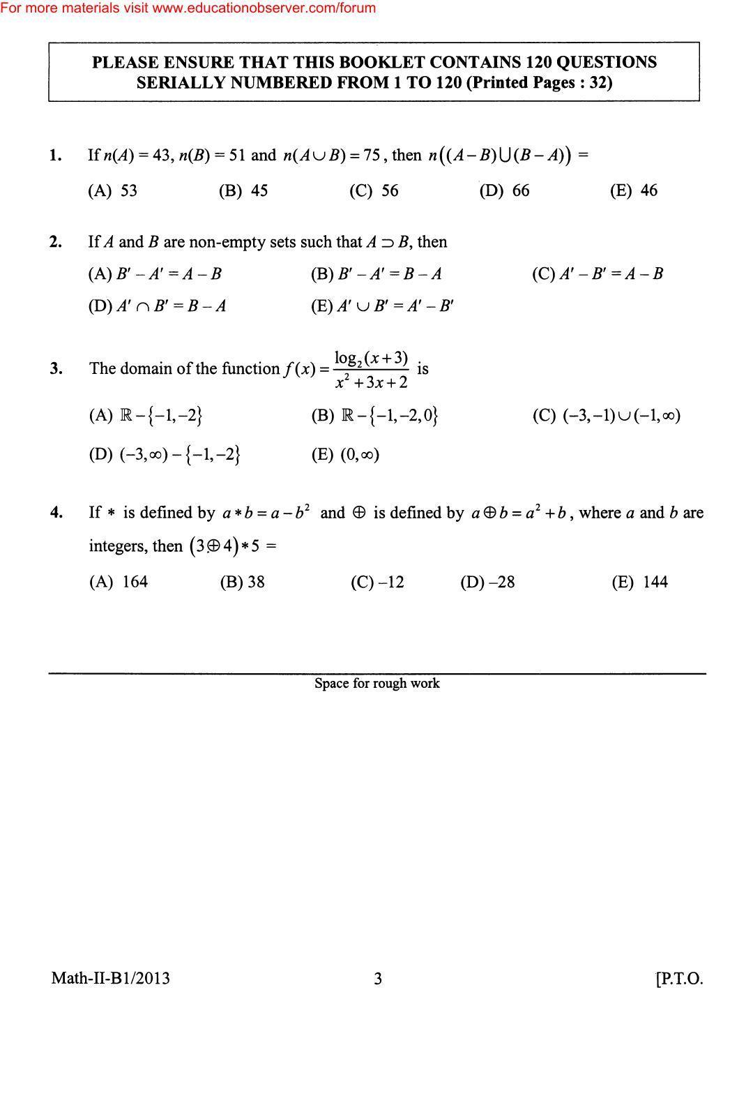 KEAM Paper II 2013 Question Paper - IndCareer Docs