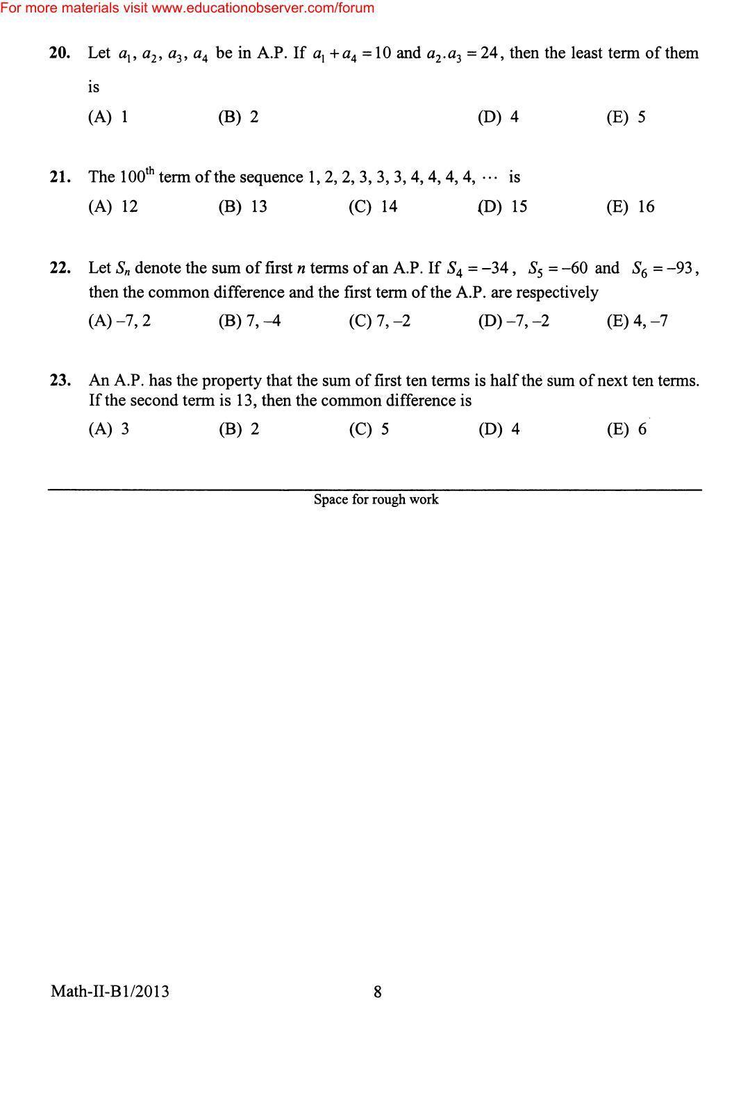 KEAM Paper II 2013 Question Paper - IndCareer Docs