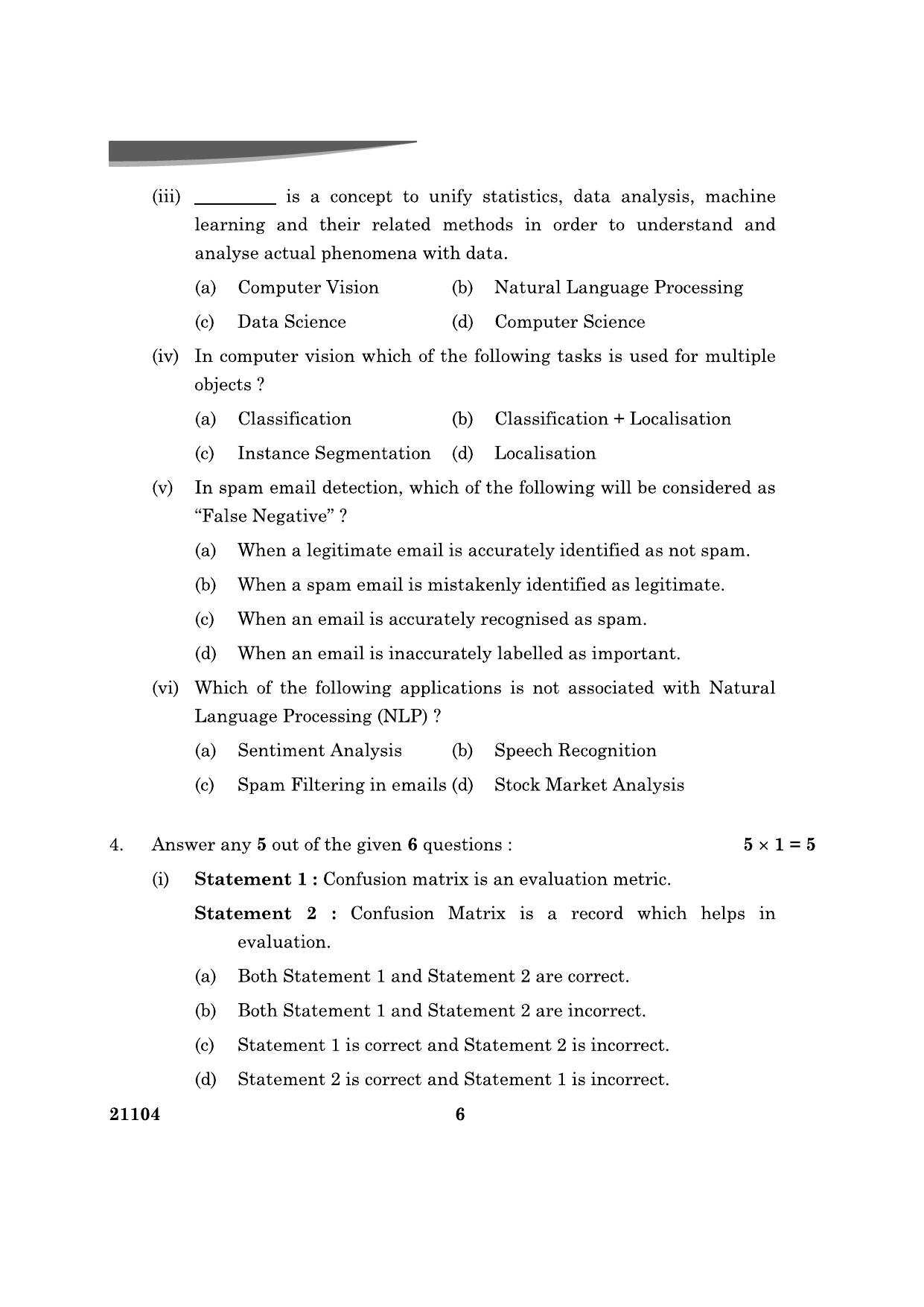 CBSE Class 10 Artificial Intelligence 2024 Question Paper - IndCareer Docs