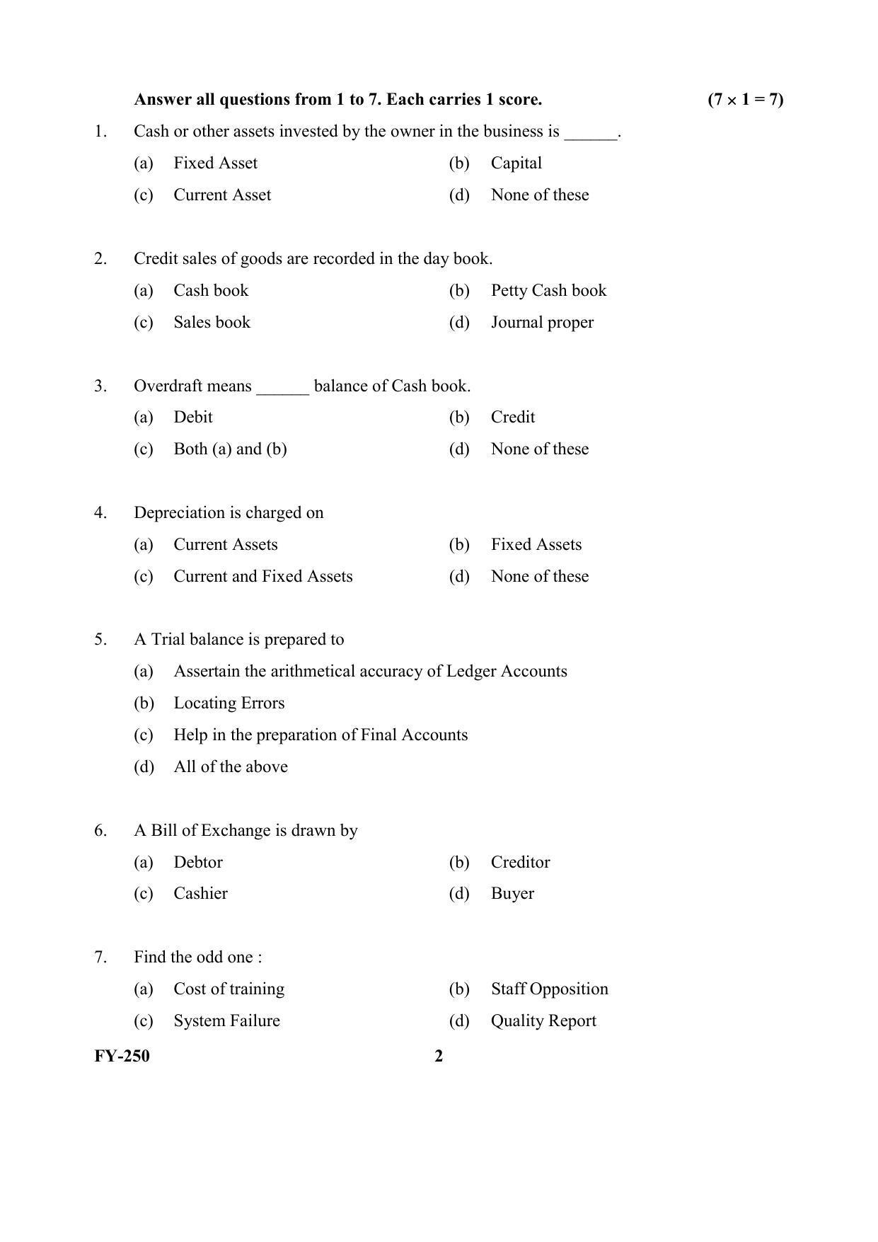 Kerala Plus One 2021 Accountancy with CA Question Papers - IndCareer Docs