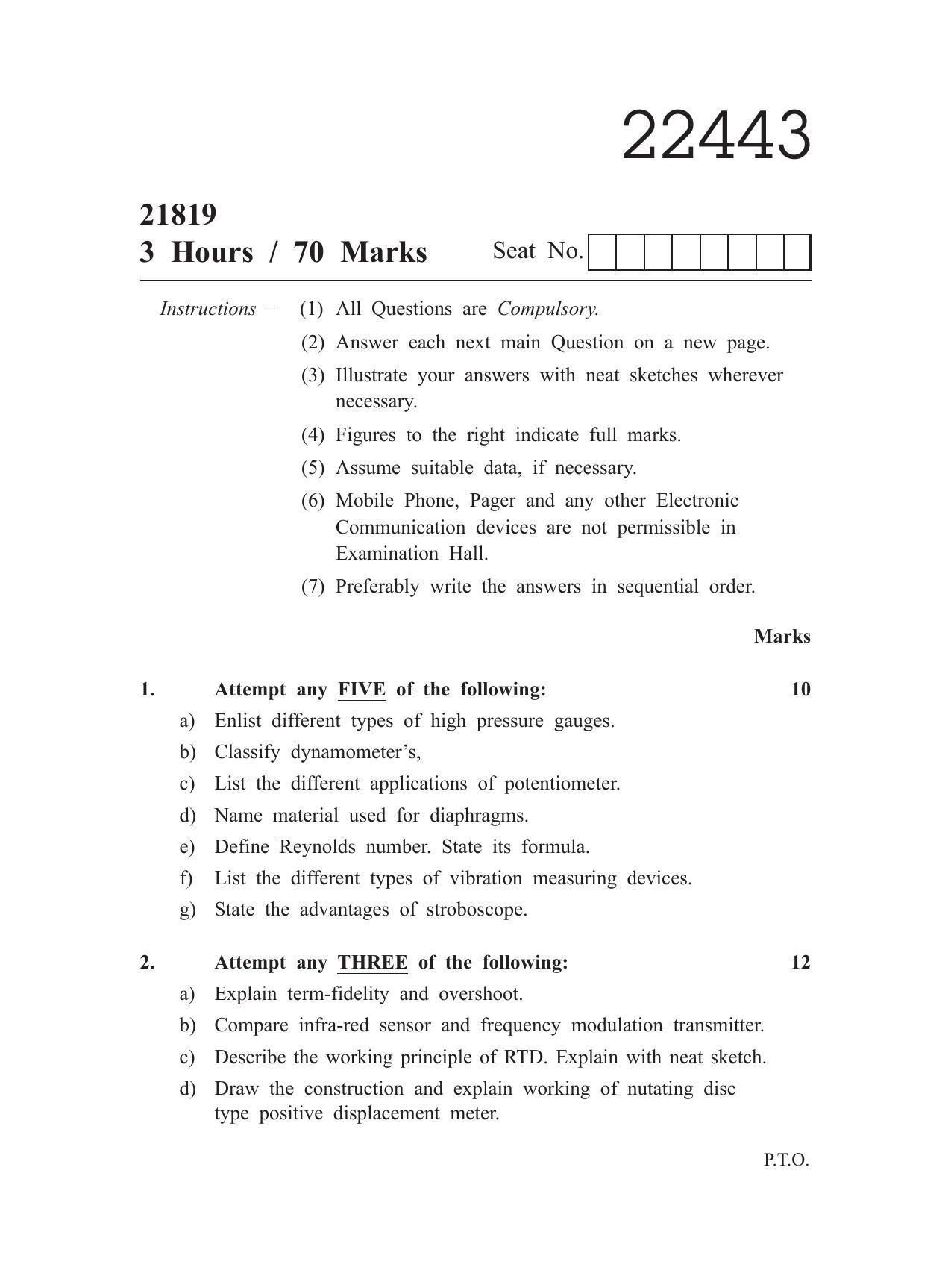 MSBTE Summer Question Paper 2019 - MEM - IndCareer Docs