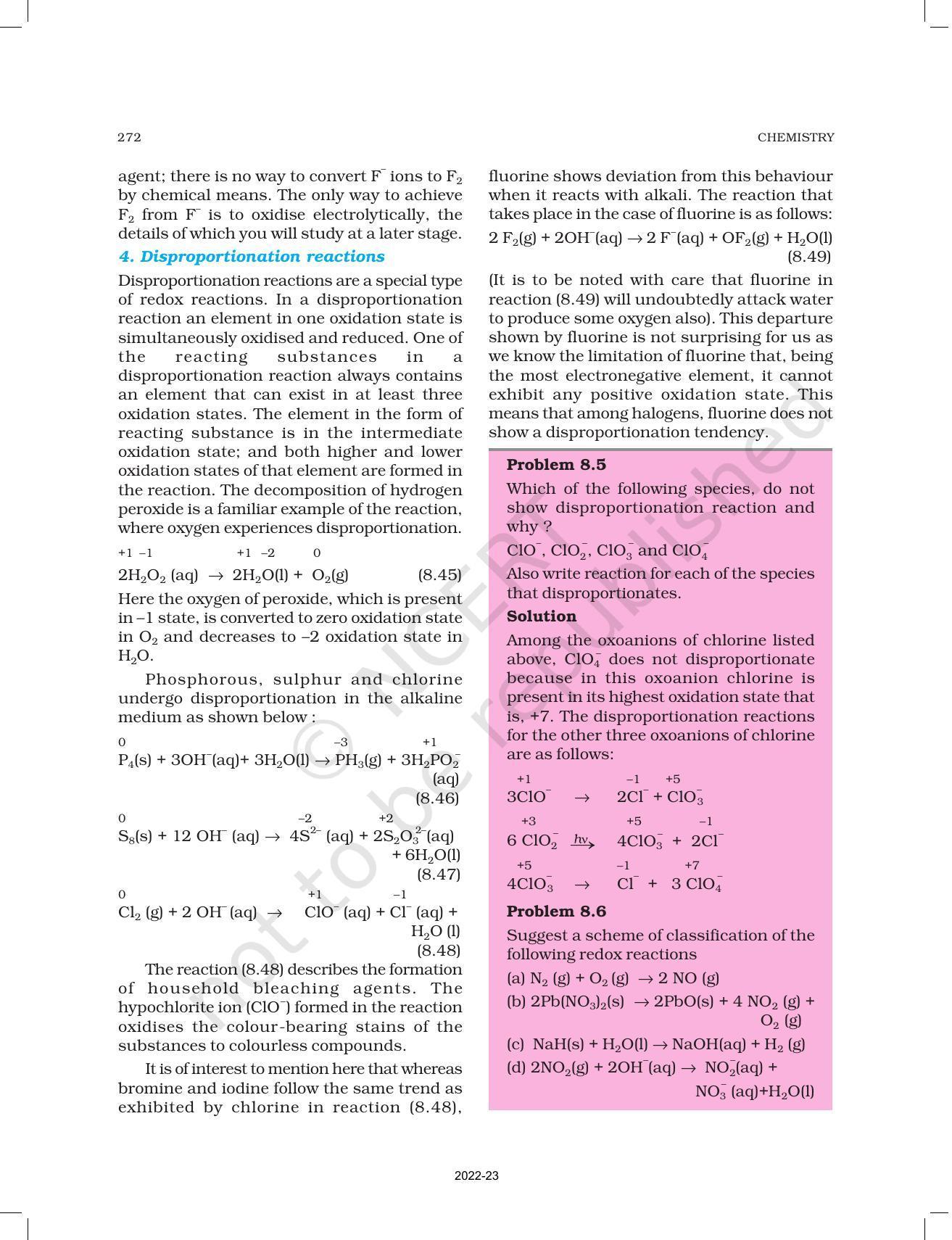 NCERT Book for Class 11 Chemistry Chapter 8 Redox Reactions