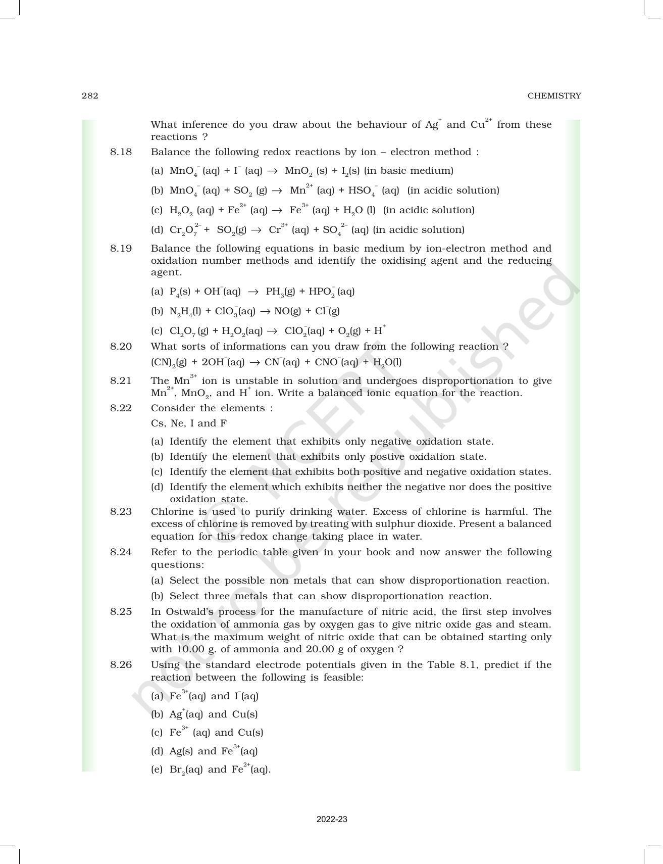 NCERT Book for Class 11 Chemistry Chapter 8 Redox Reactions