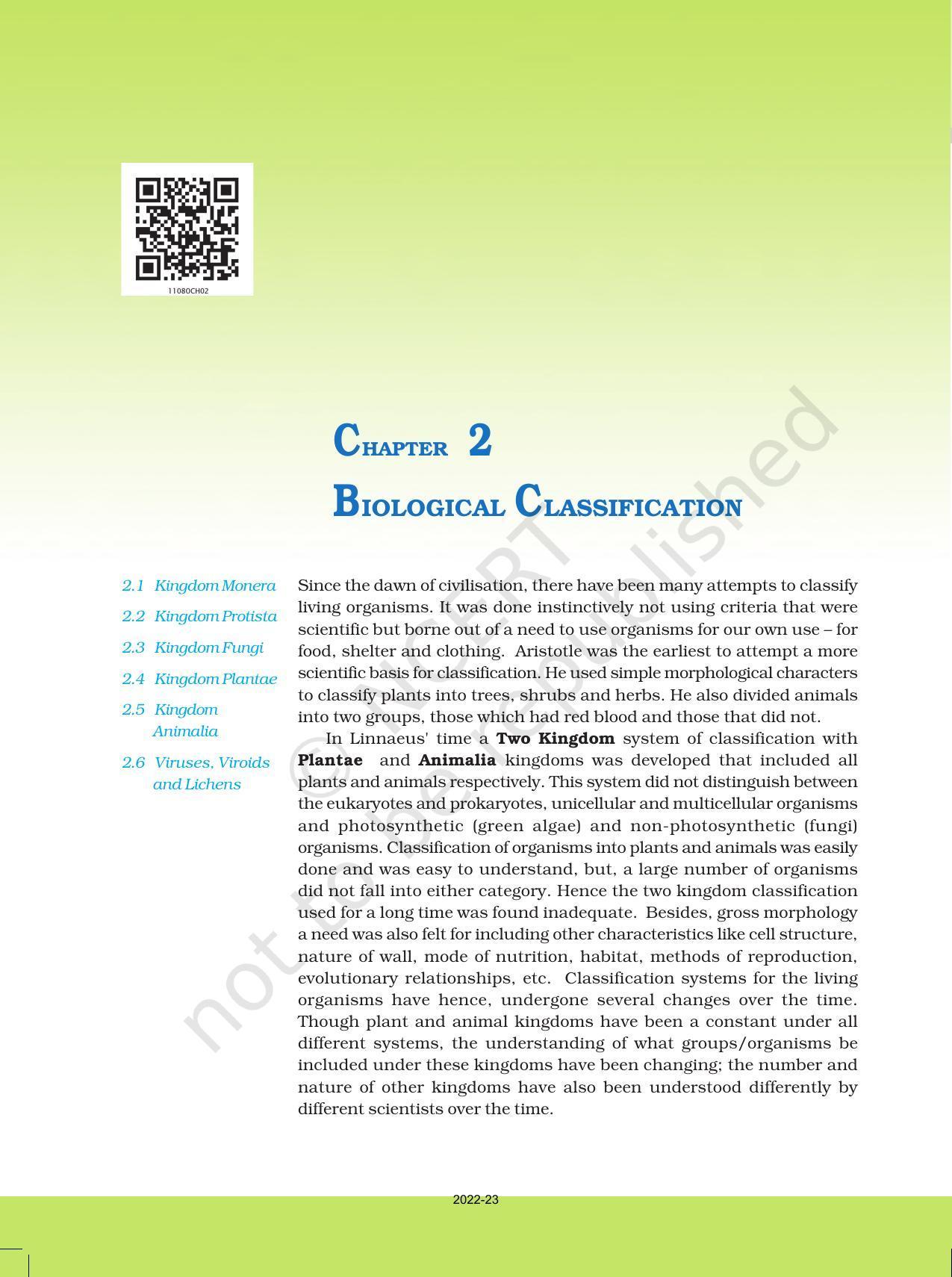 NCERT Book for Class 11 Biology Chapter 2 Biological