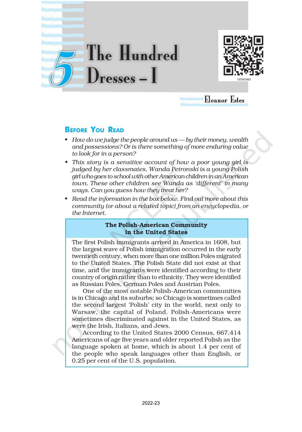 NCERT Book for Class 10 English Chapter 5 The Hundred Dresses