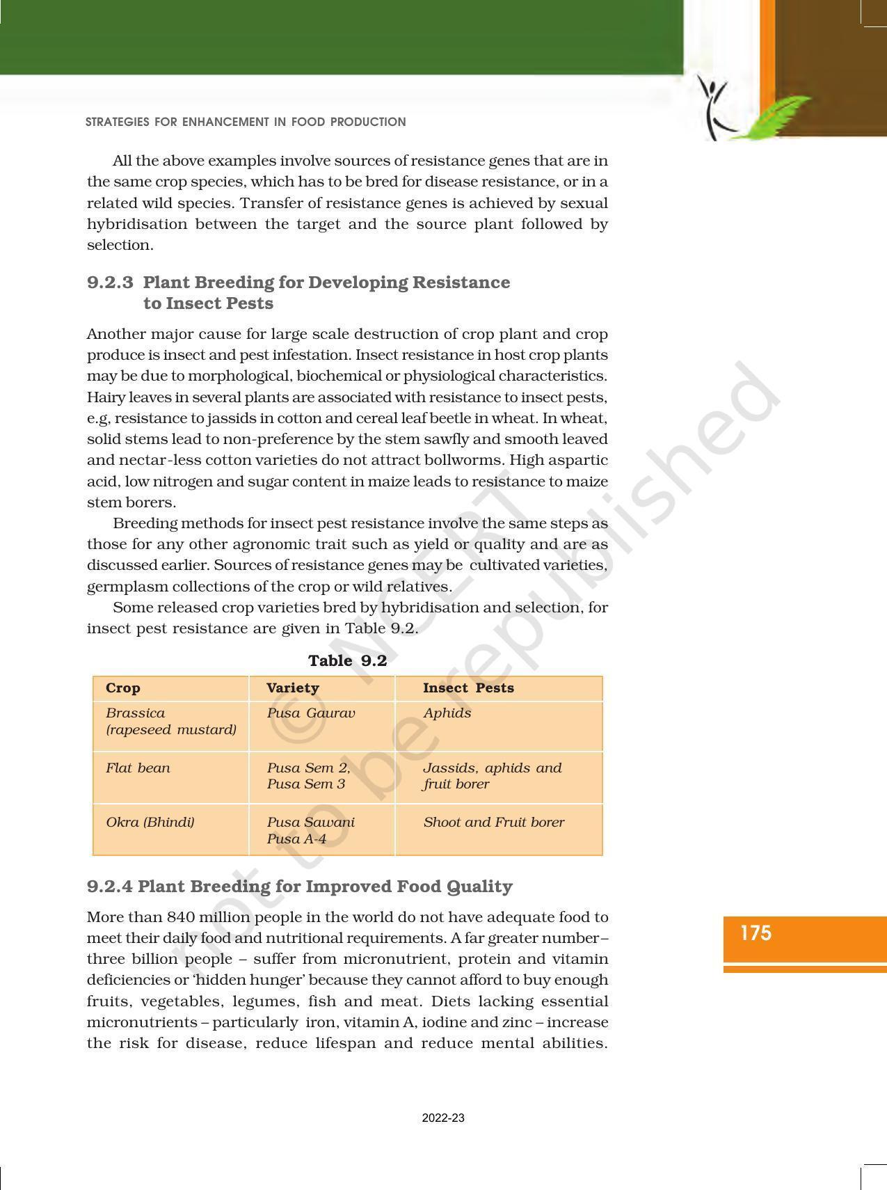 NCERT Book for Class 12 Biology Chapter 9 Strategies for Enhancement in Food Production ...