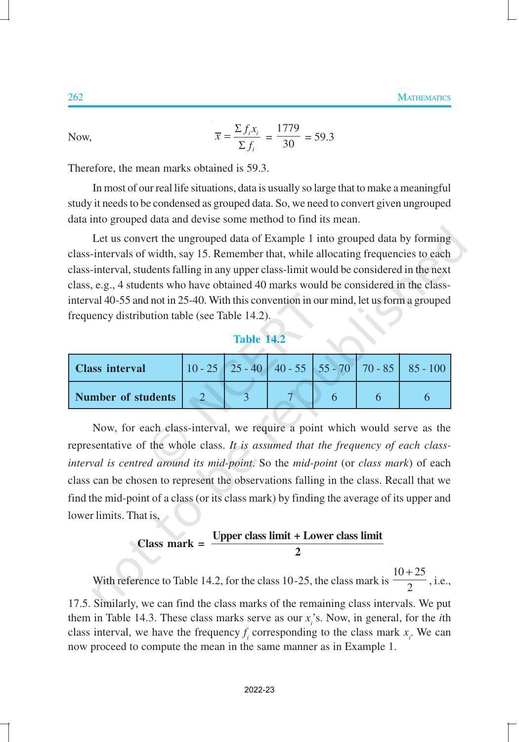 NCERT Book for Class 10 Maths Chapter 14 Statistics
