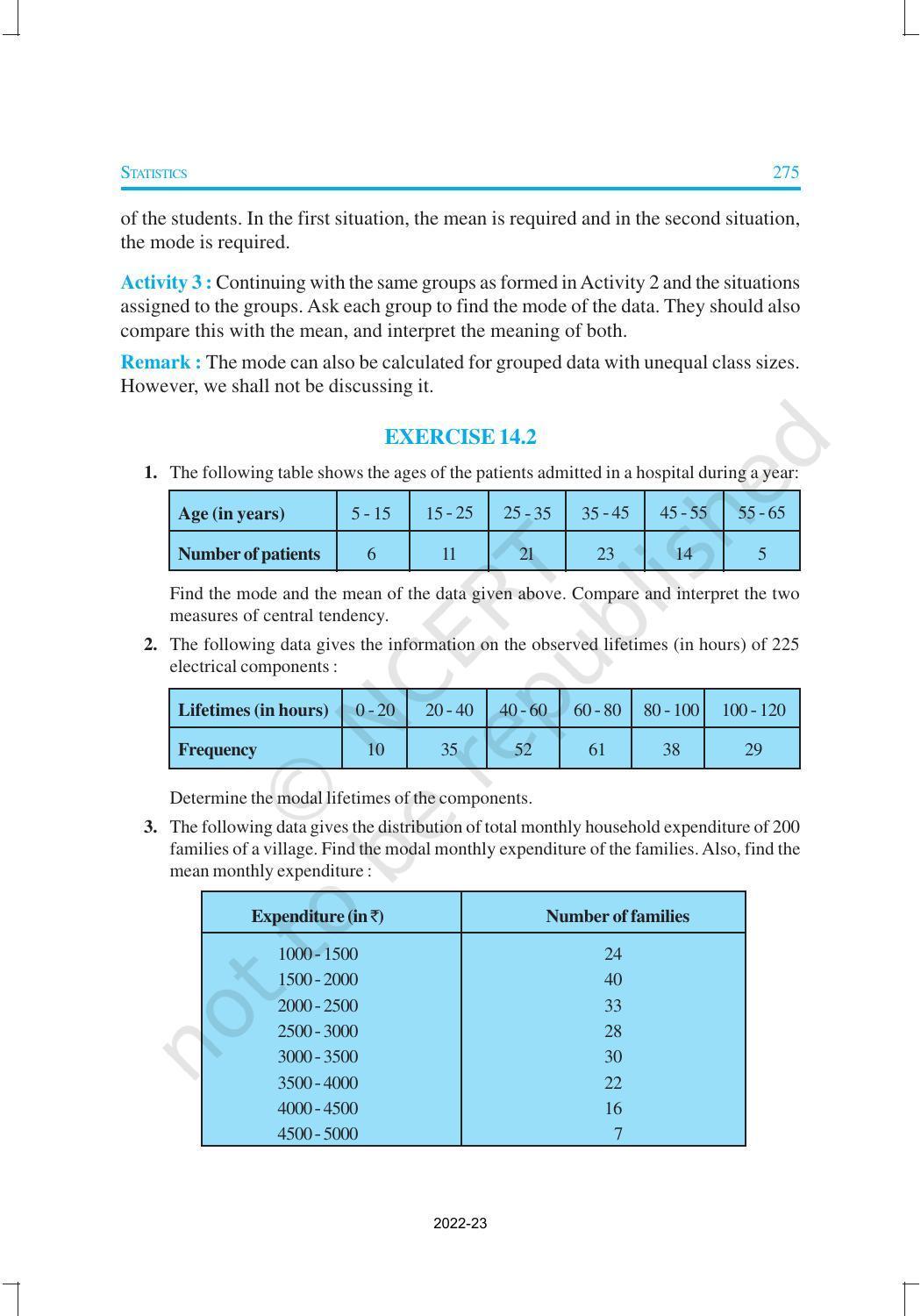 NCERT Book for Class 10 Maths Chapter 14 Statistics