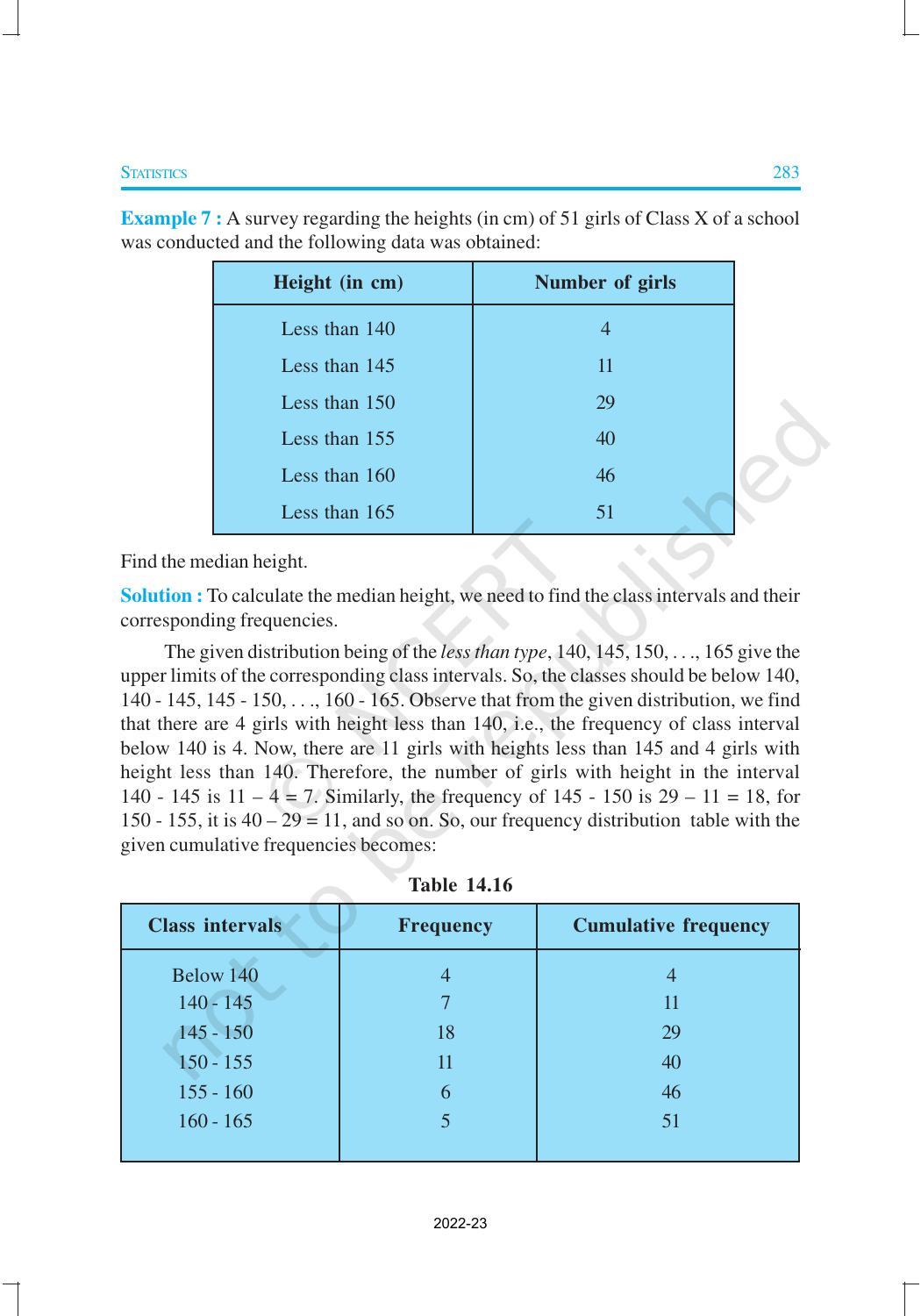 NCERT Book for Class 10 Maths Chapter 14 Statistics