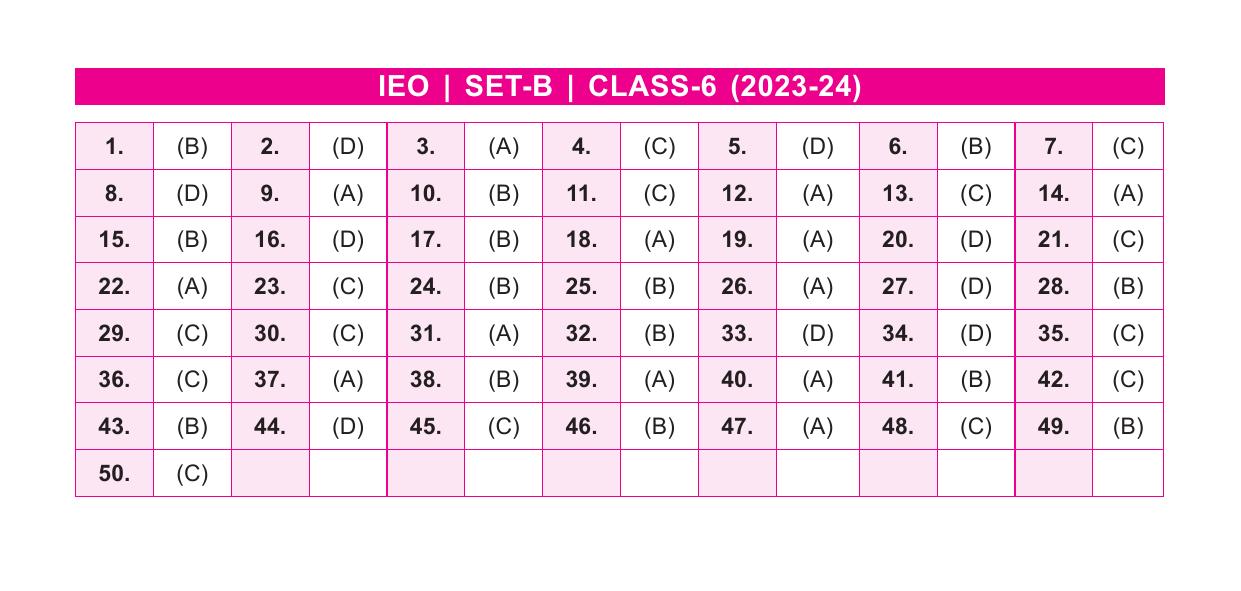 SOF IEO Class 6 SET B 2023-24 Answer Key - IndCareer Docs