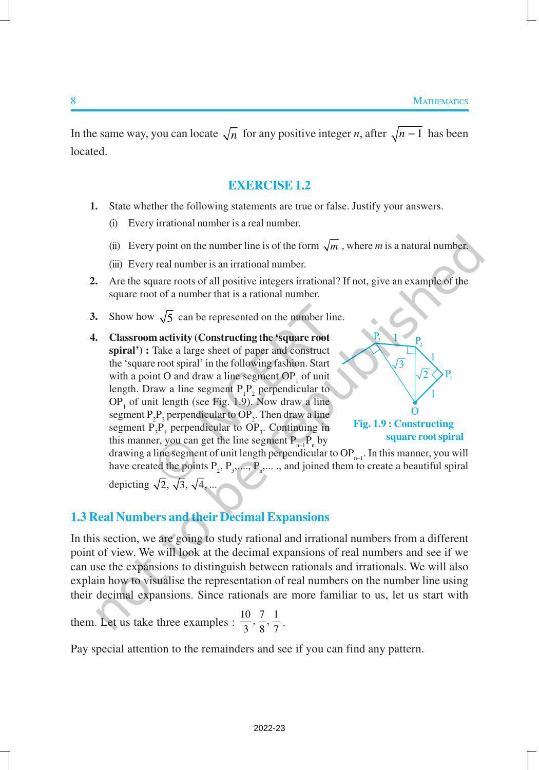 NCERT Book for Class 9 Maths Chapter 1 Number System