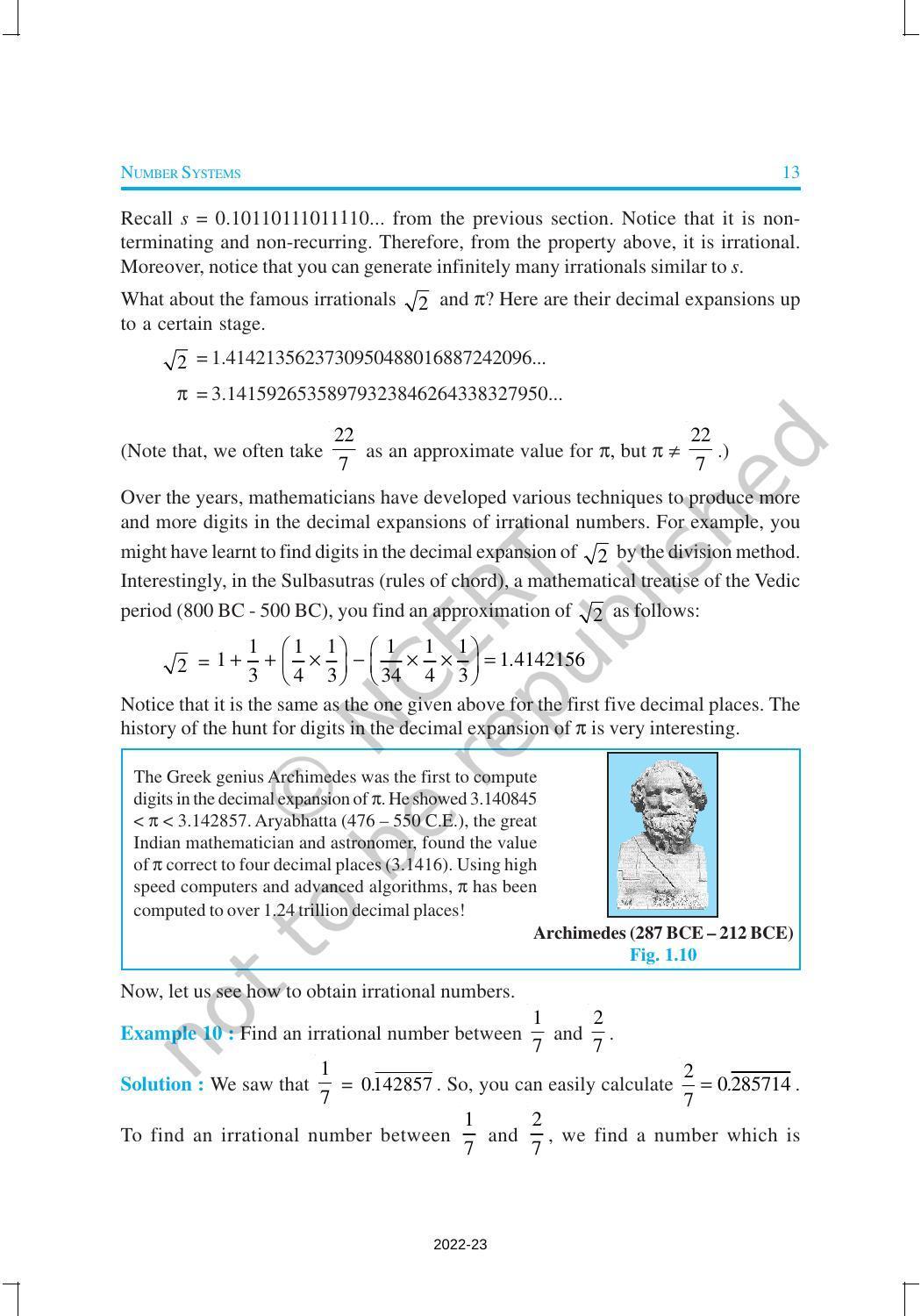 NCERT Book for Class 9 Maths Chapter 1 Number System
