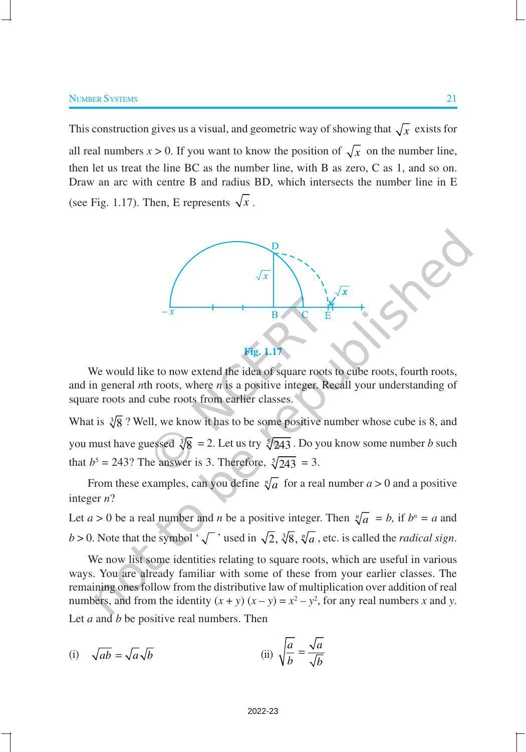 NCERT Book for Class 9 Maths Chapter 1 Number System