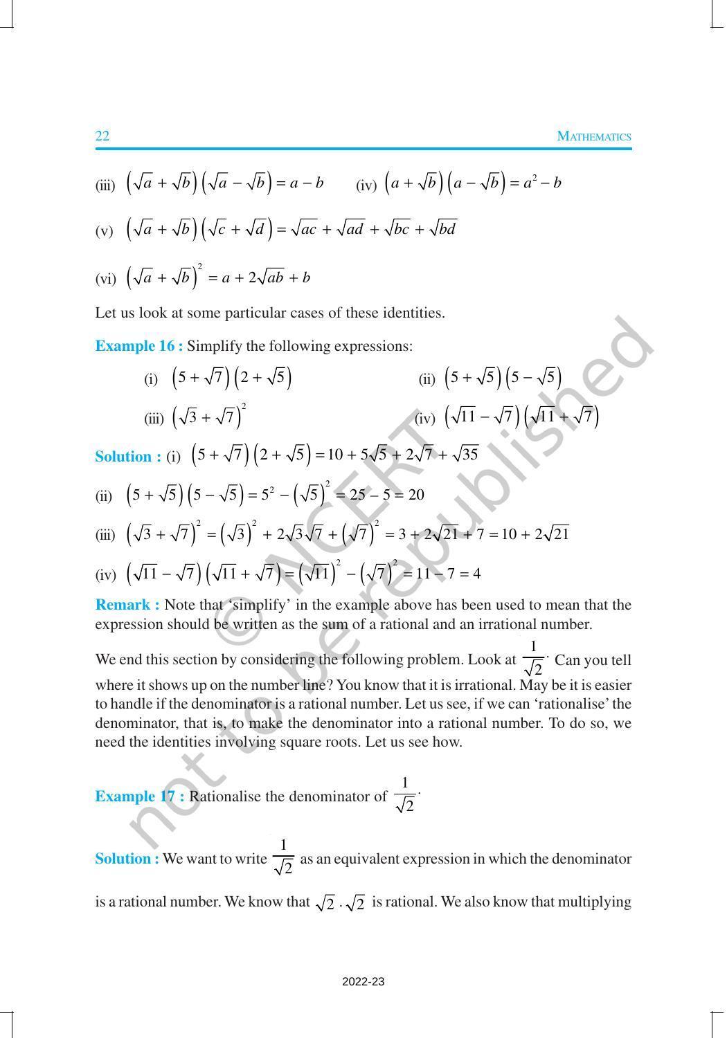 NCERT Book for Class 9 Maths Chapter 1 Number System