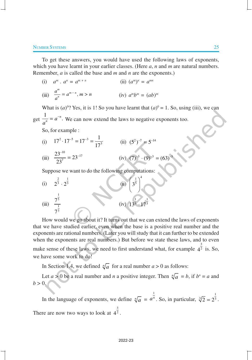 NCERT Book for Class 9 Maths Chapter 1 Number System