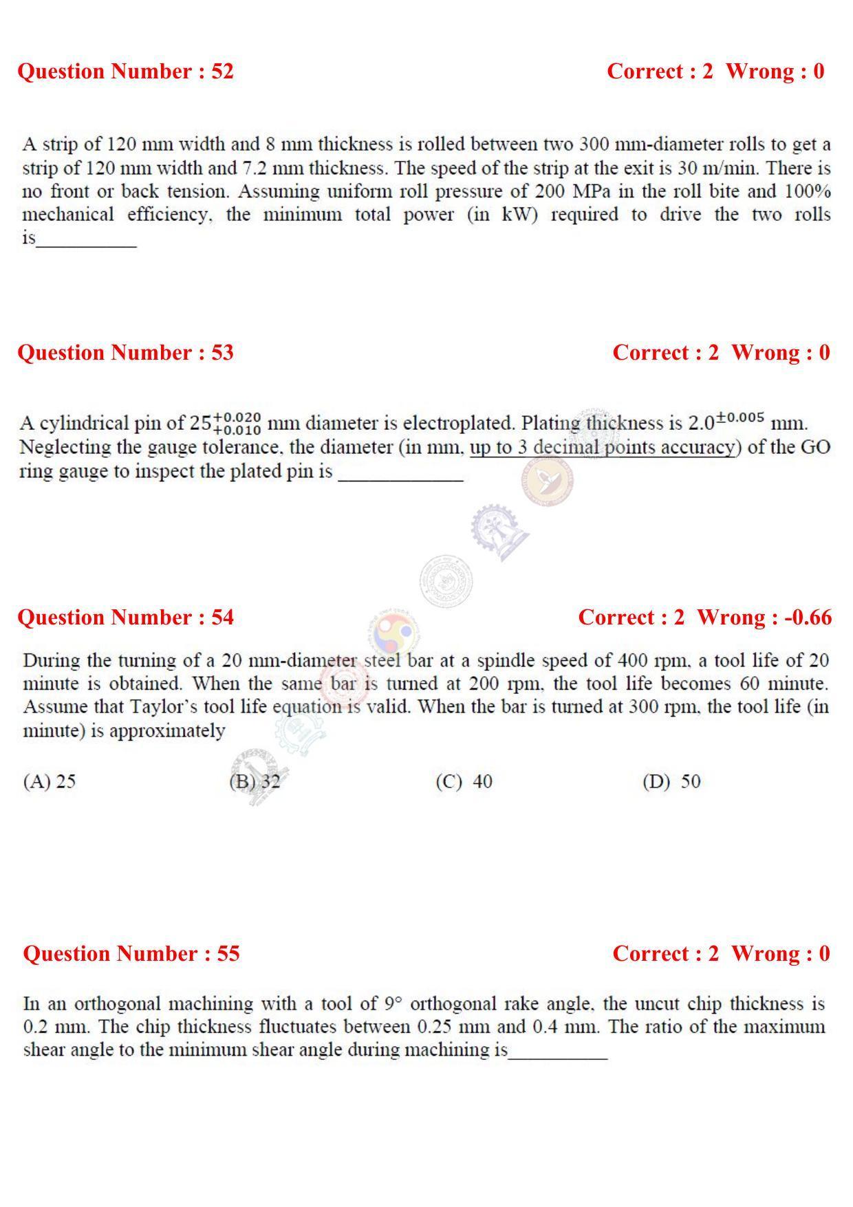 GATE 2017 Mechanical Engineering (ME) Question Paper with Answer Key ...