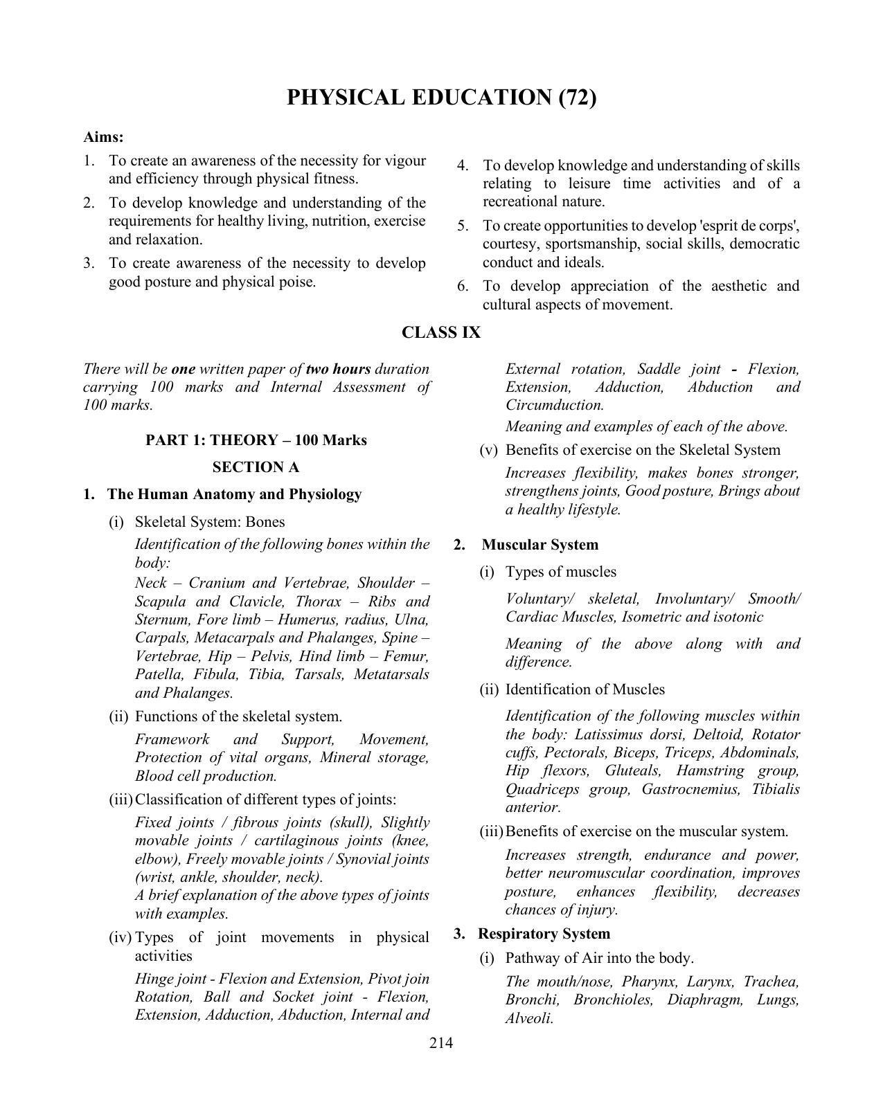 ICSE Physical Education Syllabus - IndCareer Docs